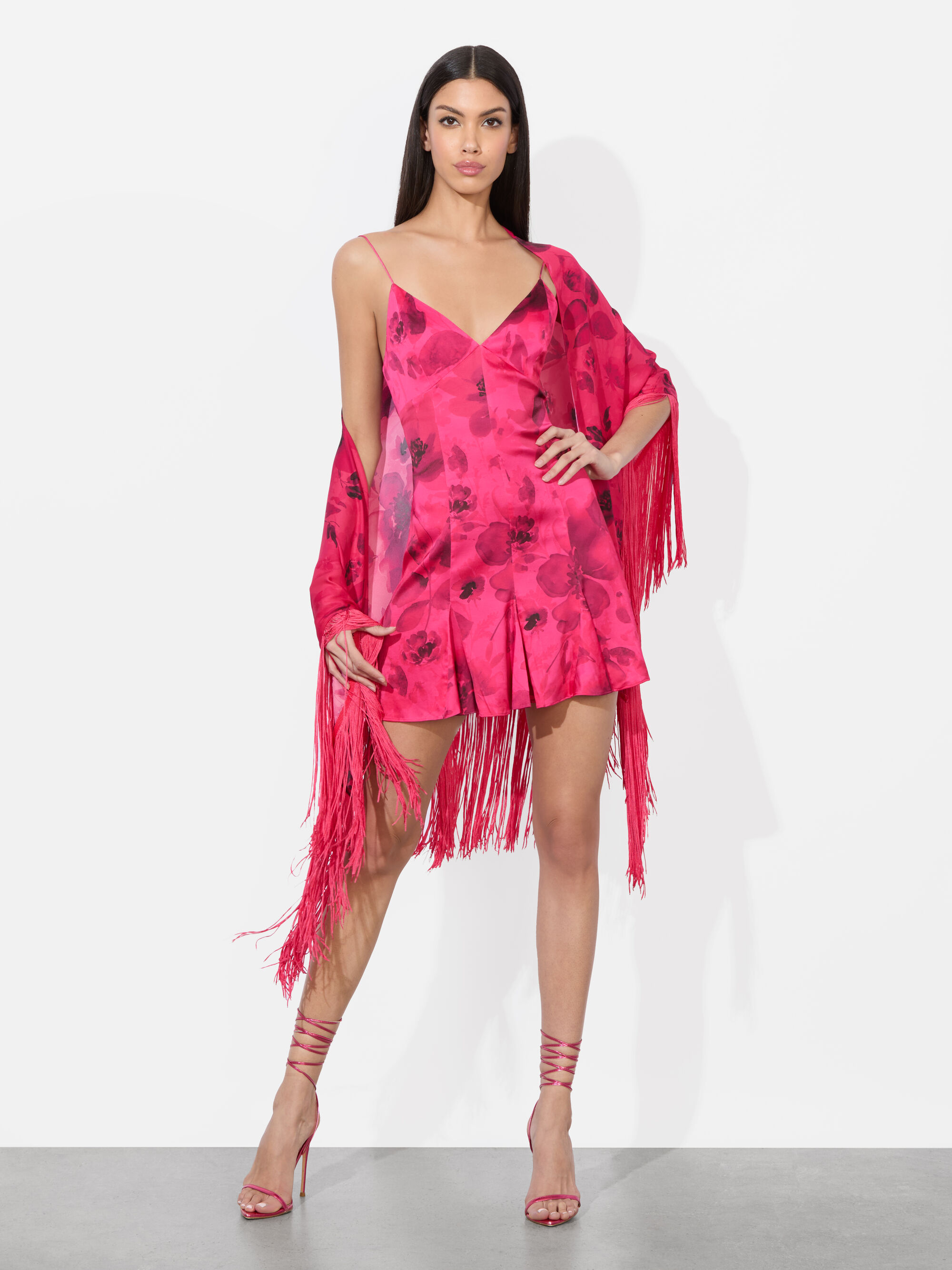 MESHA SHAWL SCARF in FLORAL FLING RASPBERRY | ALICE + OLIVIA