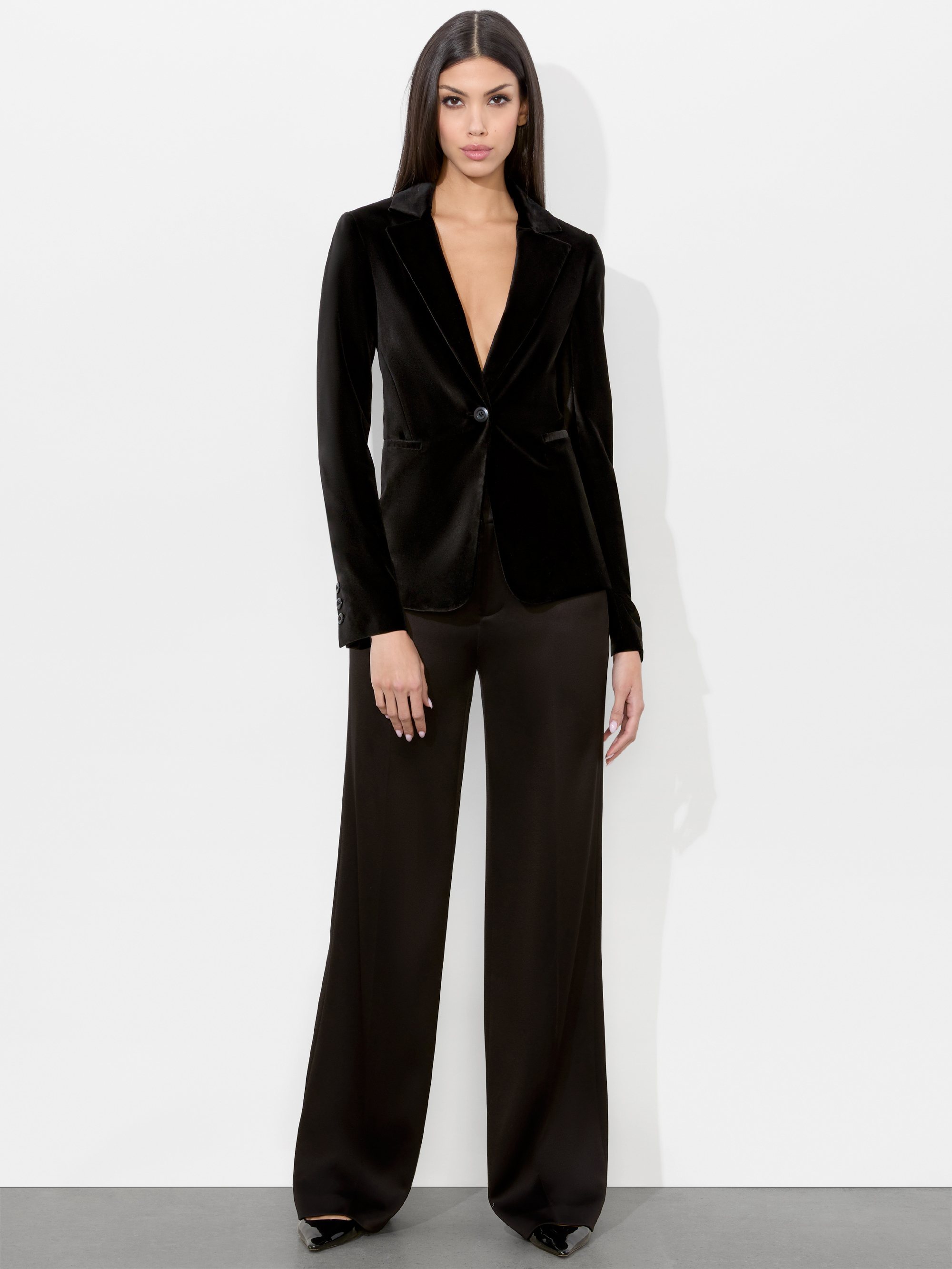 Macey Velvet Blazer In Black | Alice + Olivia