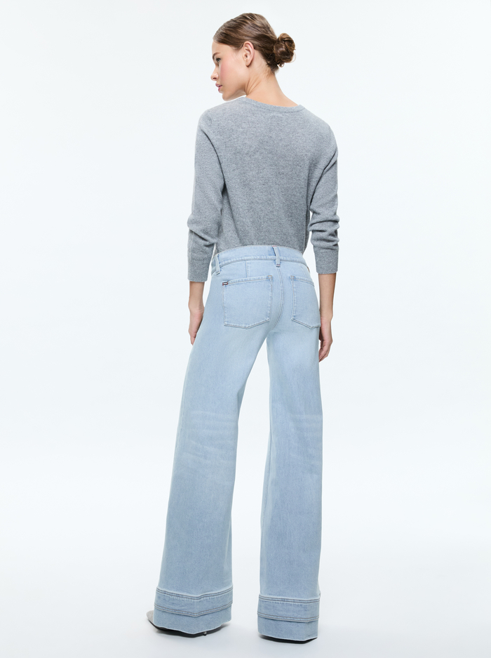 Brian Patch Pocket Wide Leg Double Hem Jean In Leona Light Blue | Alice + Olivia