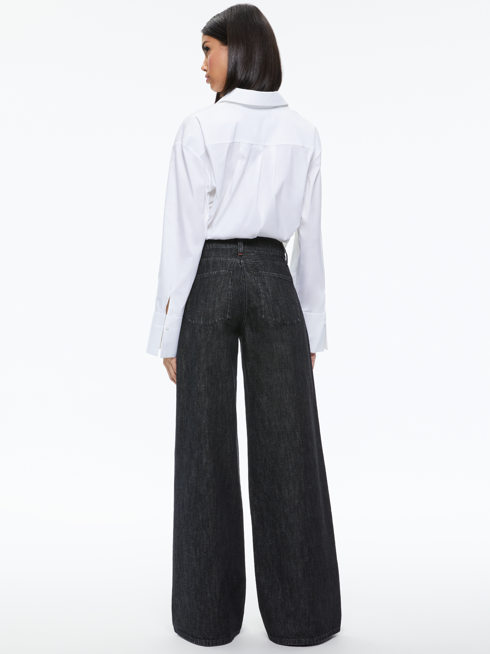 Trish Mid Rise Baggy Jean In Maya Smooth Black | Alice + Olivia