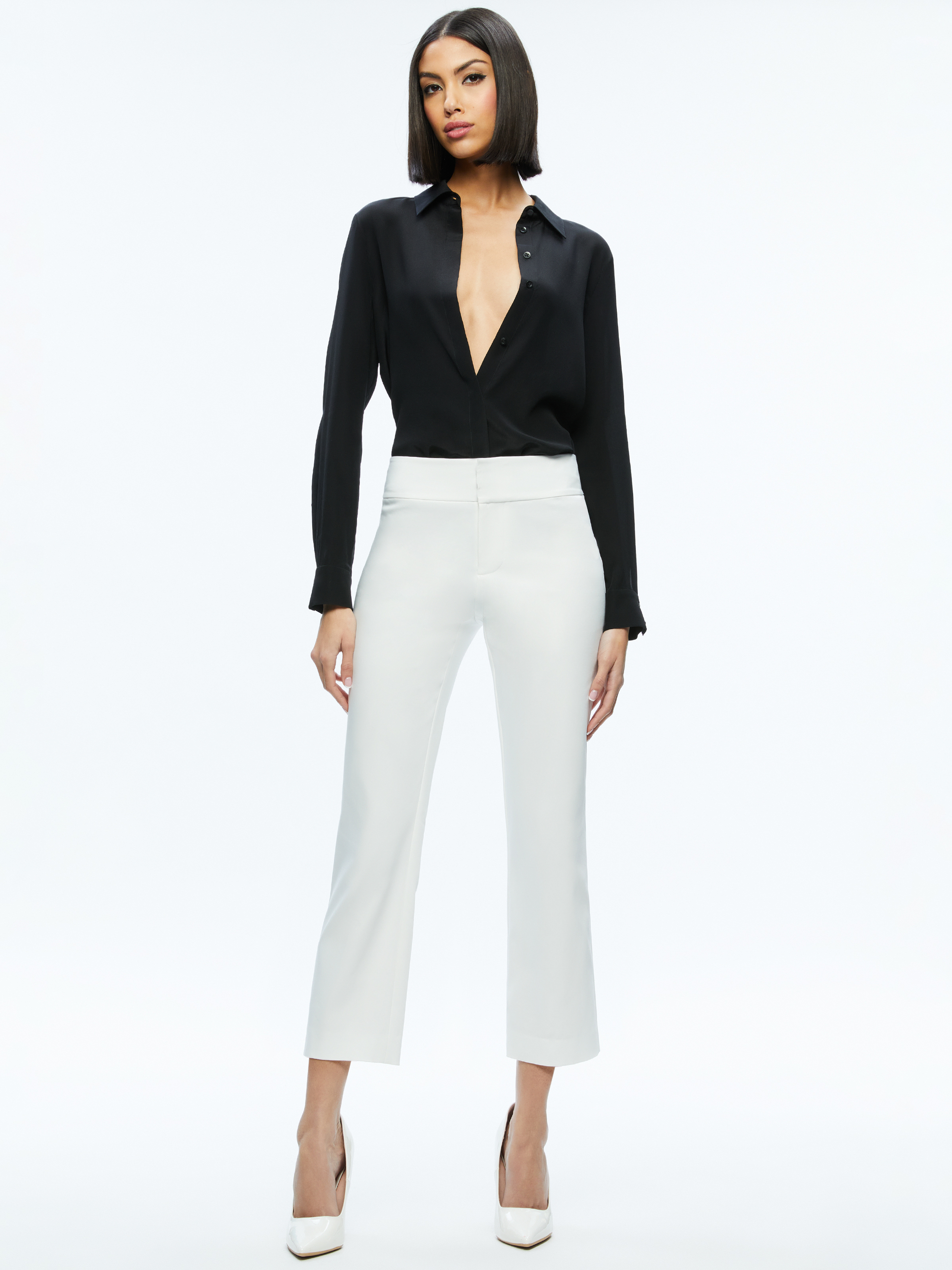 Stacey Low Rise Kick Flare Pant In Off White | Alice + Olivia