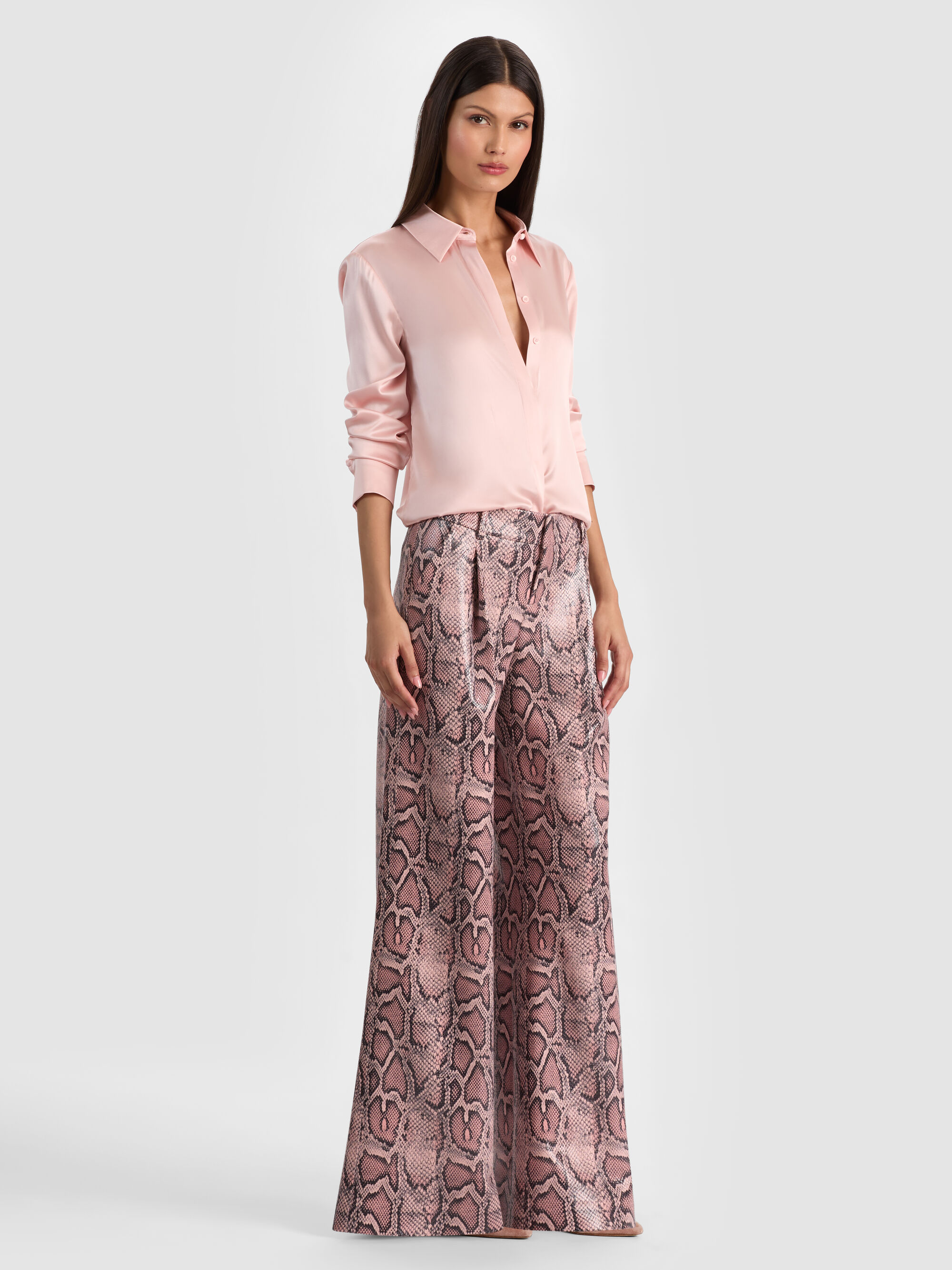 ERIC VEGAN SNAKESKIN PANT in ENGLISH ROSE/BLACK SNAKE | ALICE + OLIVIA