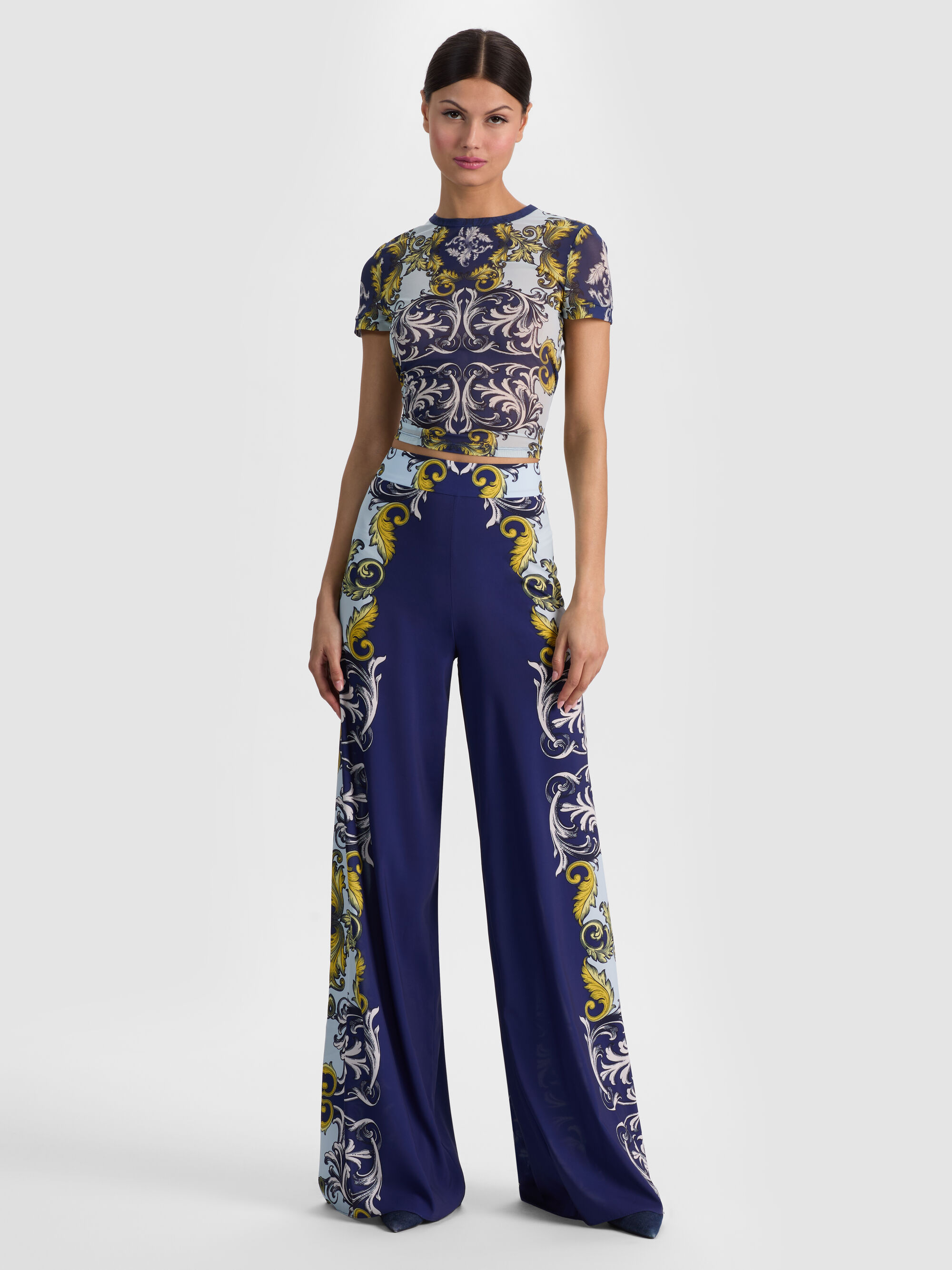 ATHENA WIDE LEG PANT in ANTIQUE SCROLL | ALICE + OLIVIA