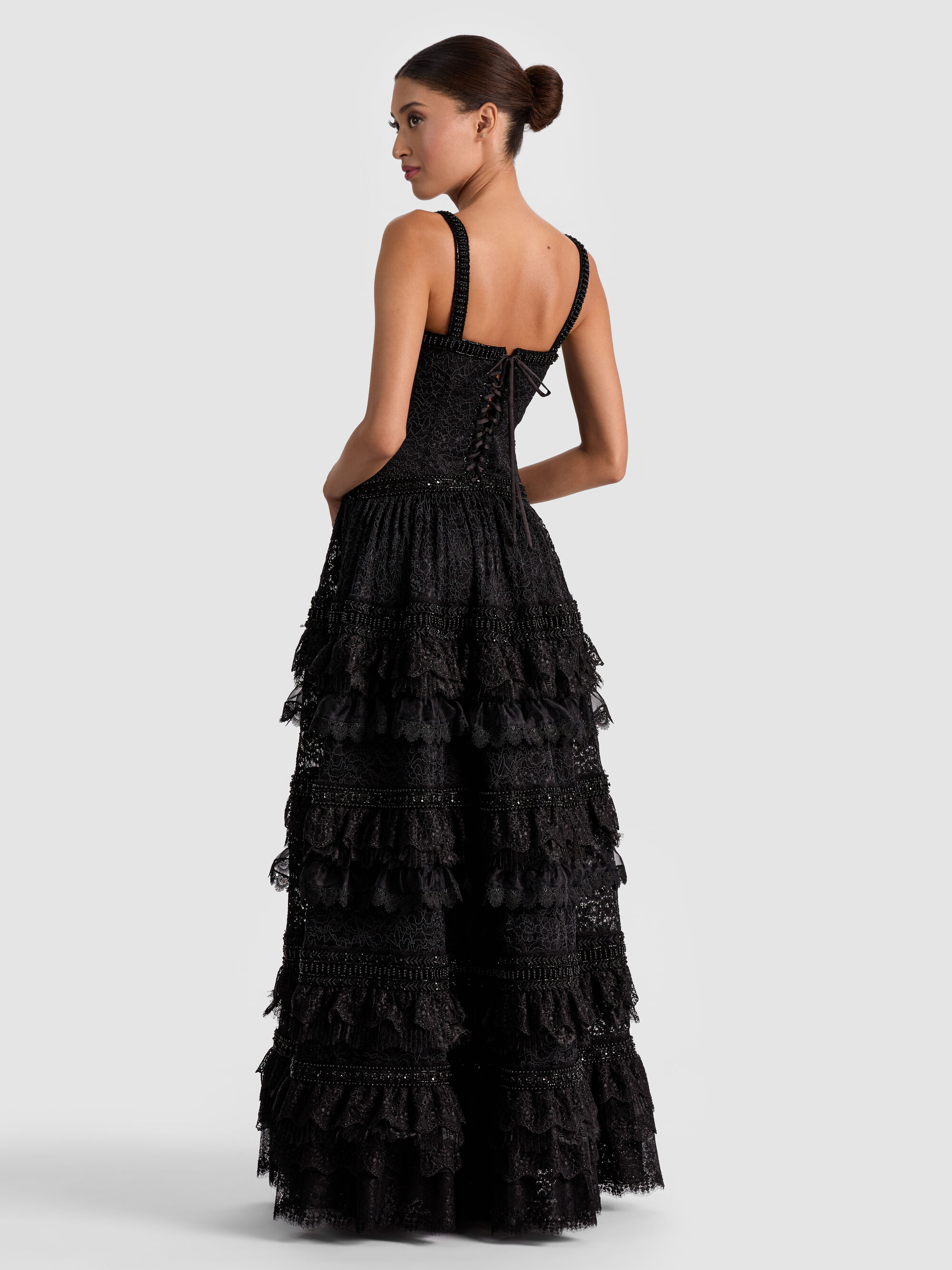 ZENA LACE MAXI DRESS in BLACK | ALICE + OLIVIA