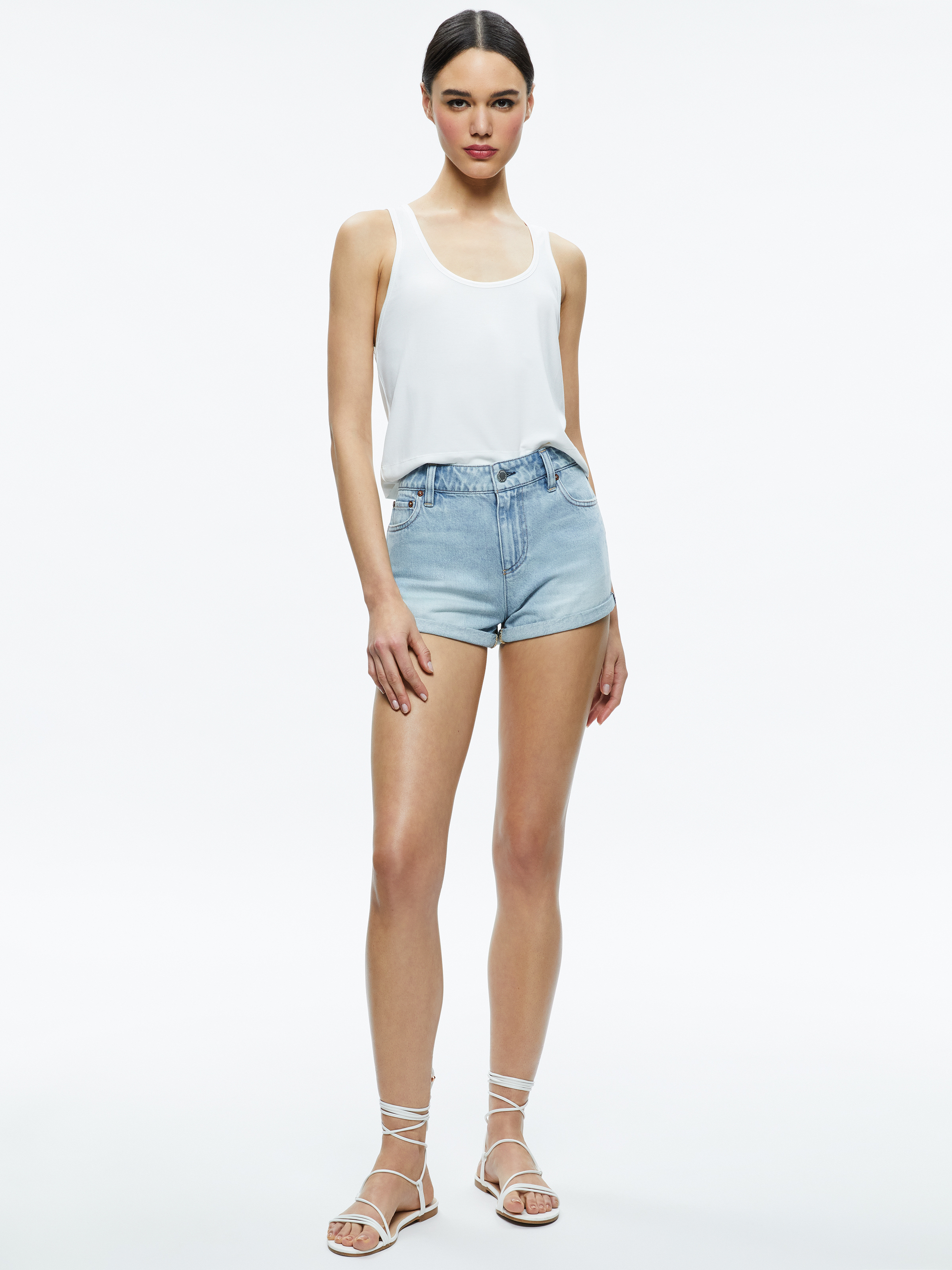 Avril Boxy Tank In Off White | Alice + Olivia