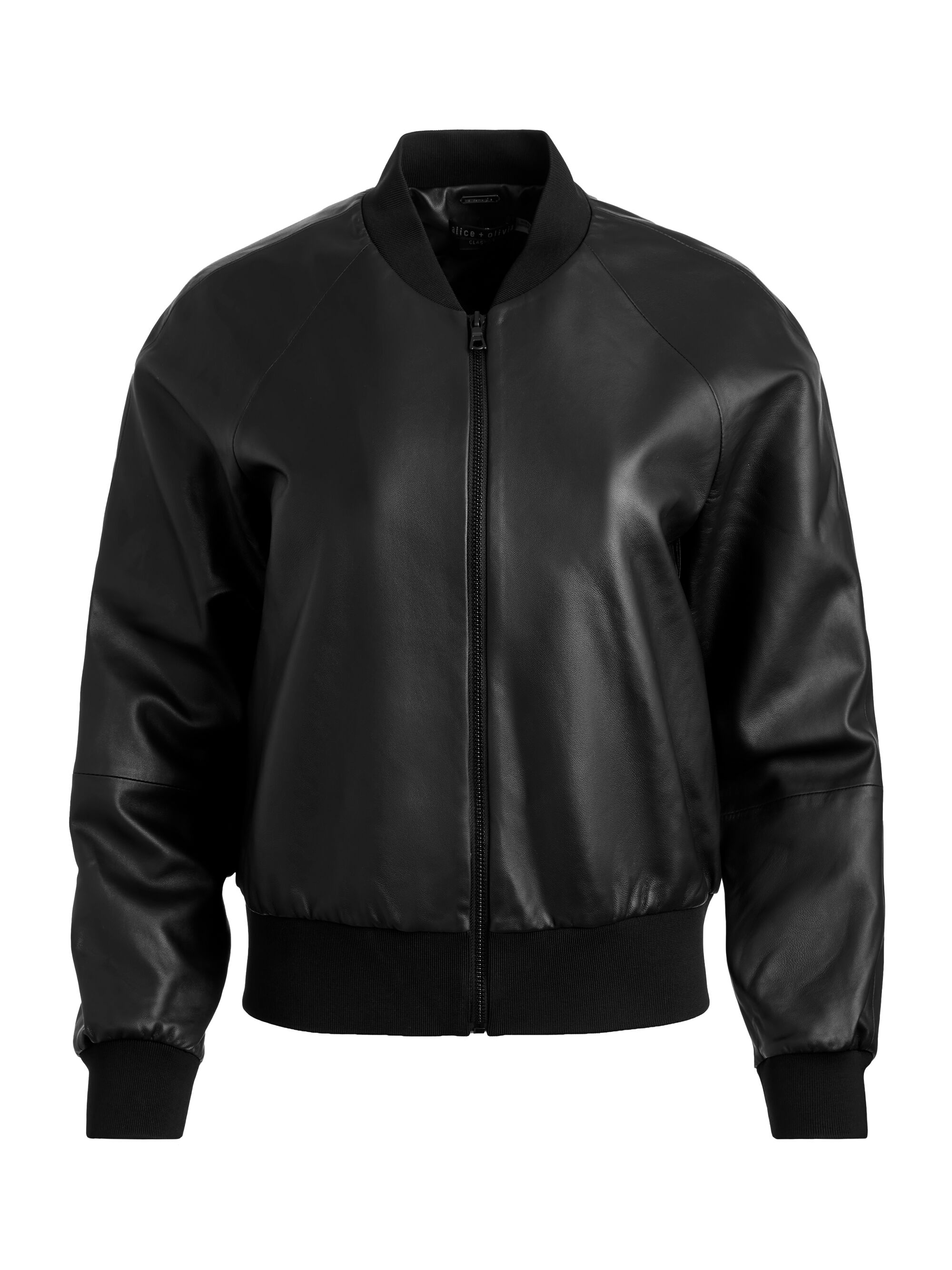 Felisa Leather Bomber In Black | Alice + Olivia