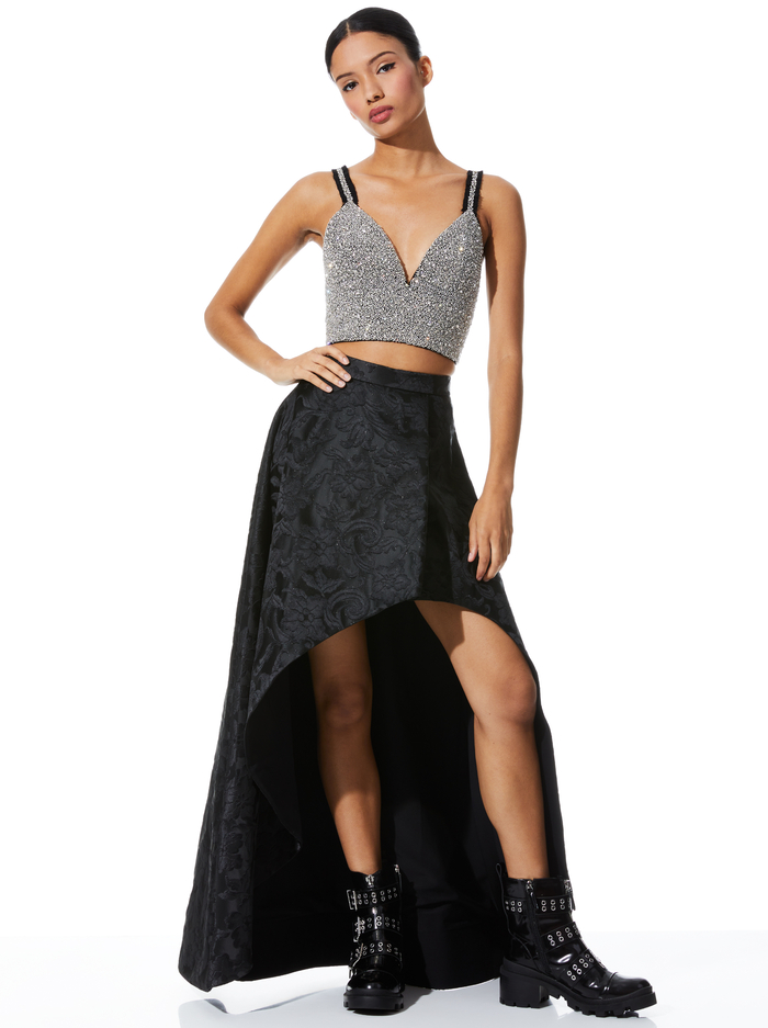 Serra Asymmetrical High Low Skirt In Black Alice Olivia