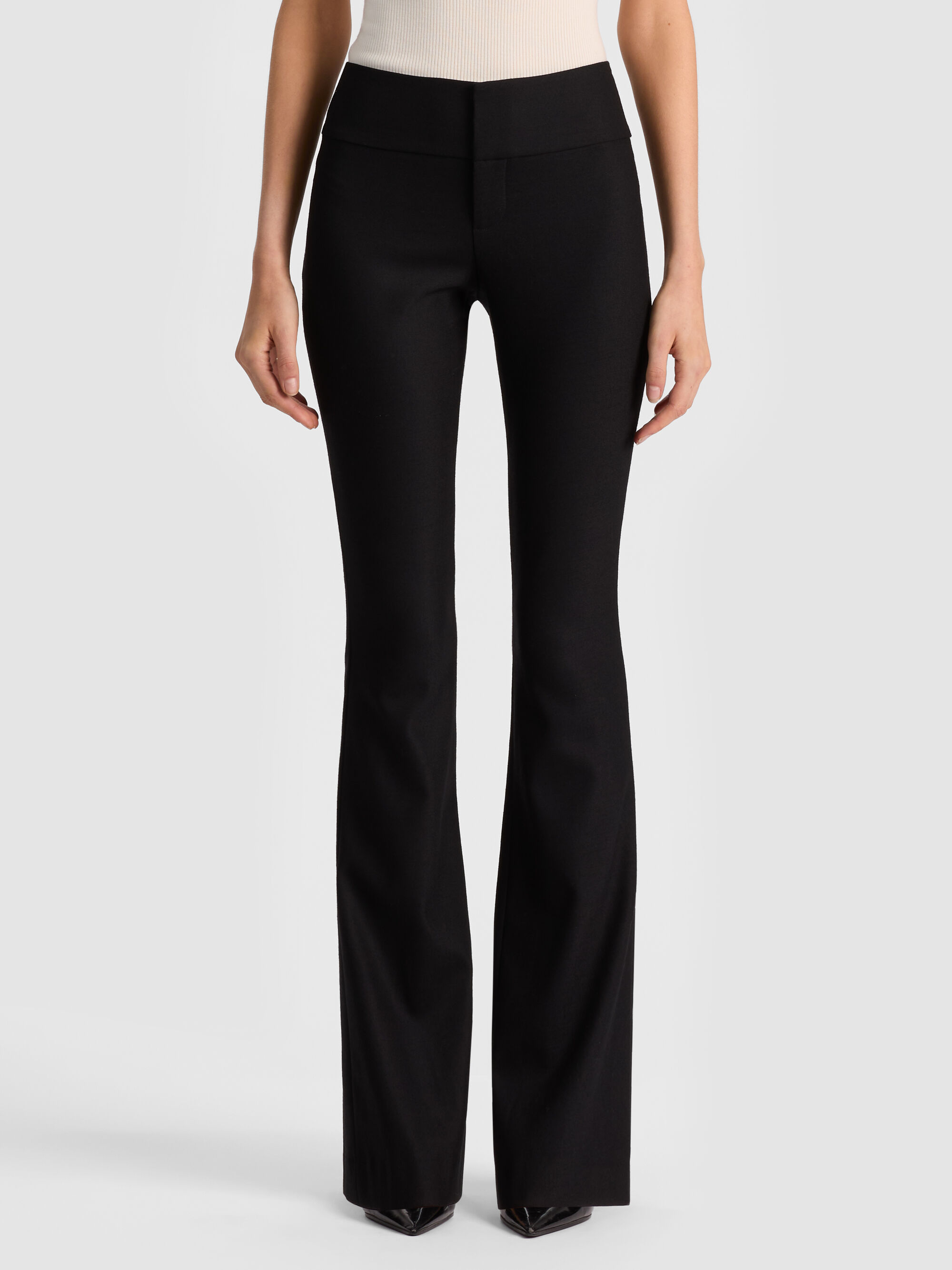 OLIVIA WOOL BOOTCUT PANT in BLACK | ALICE + OLIVIA