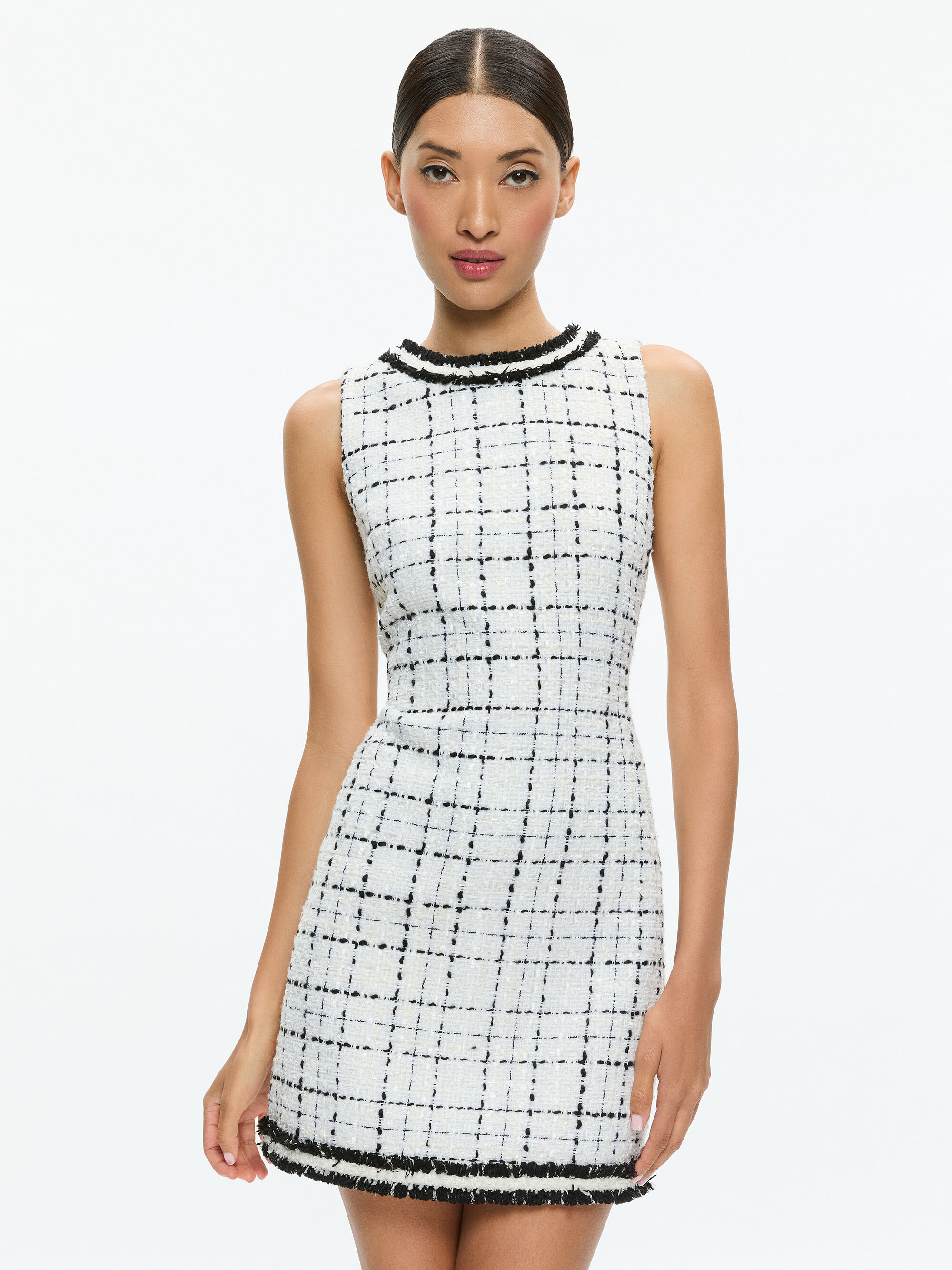 COLEY MINI DRESS in OFF WHITE/BLACK | ALICE + OLIVIA