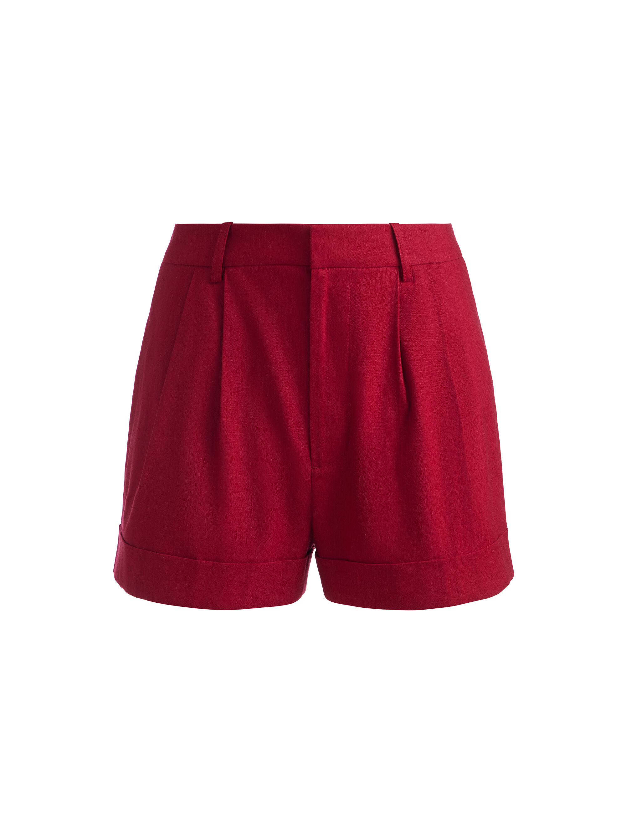 CONRY LINEN CUFFED SHORT in DARK CHERRY | ALICE + OLIVIA