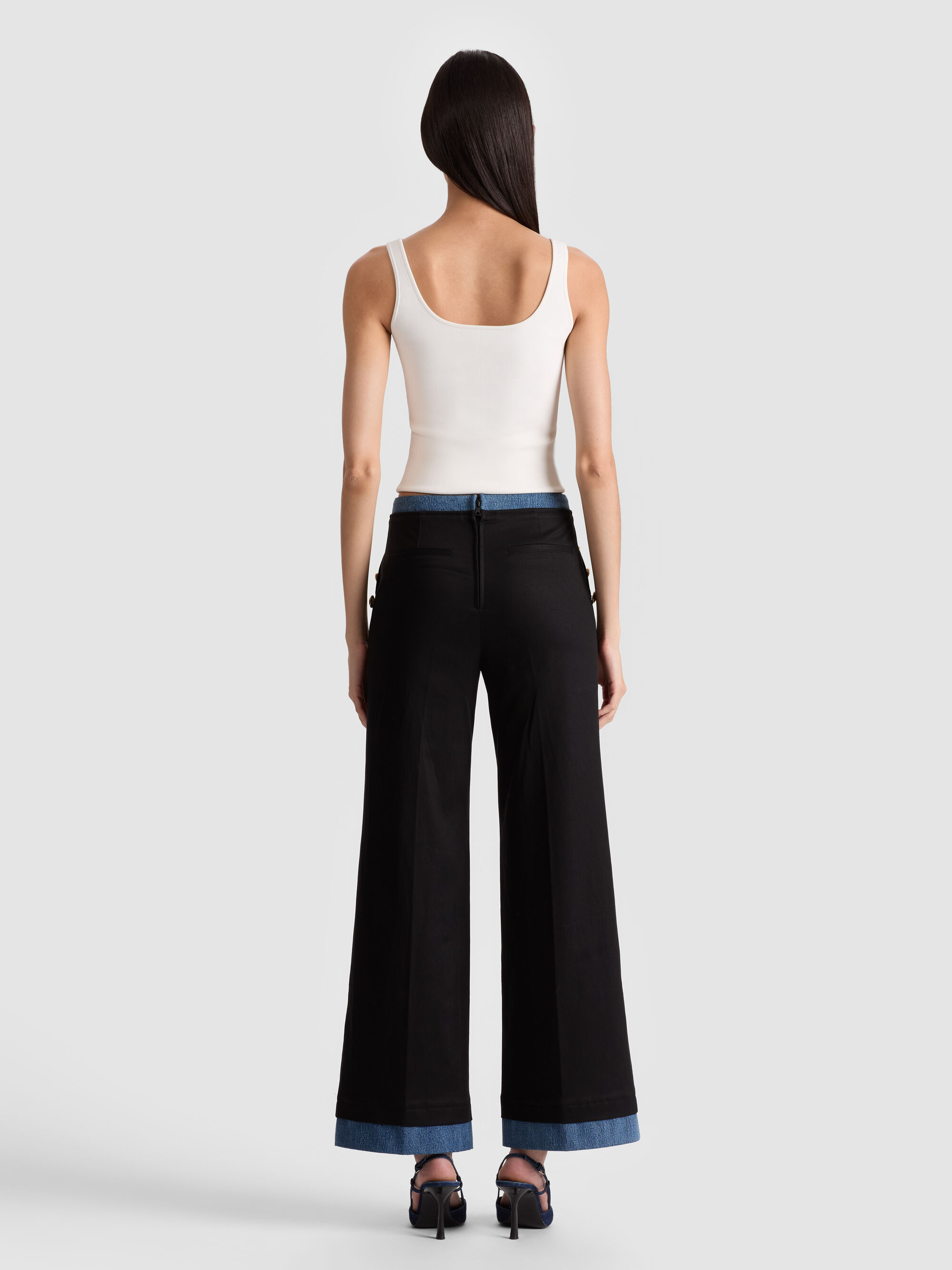 NARIN CROPPED PANT in BLACK/LIANA BLUE | ALICE + OLIVIA