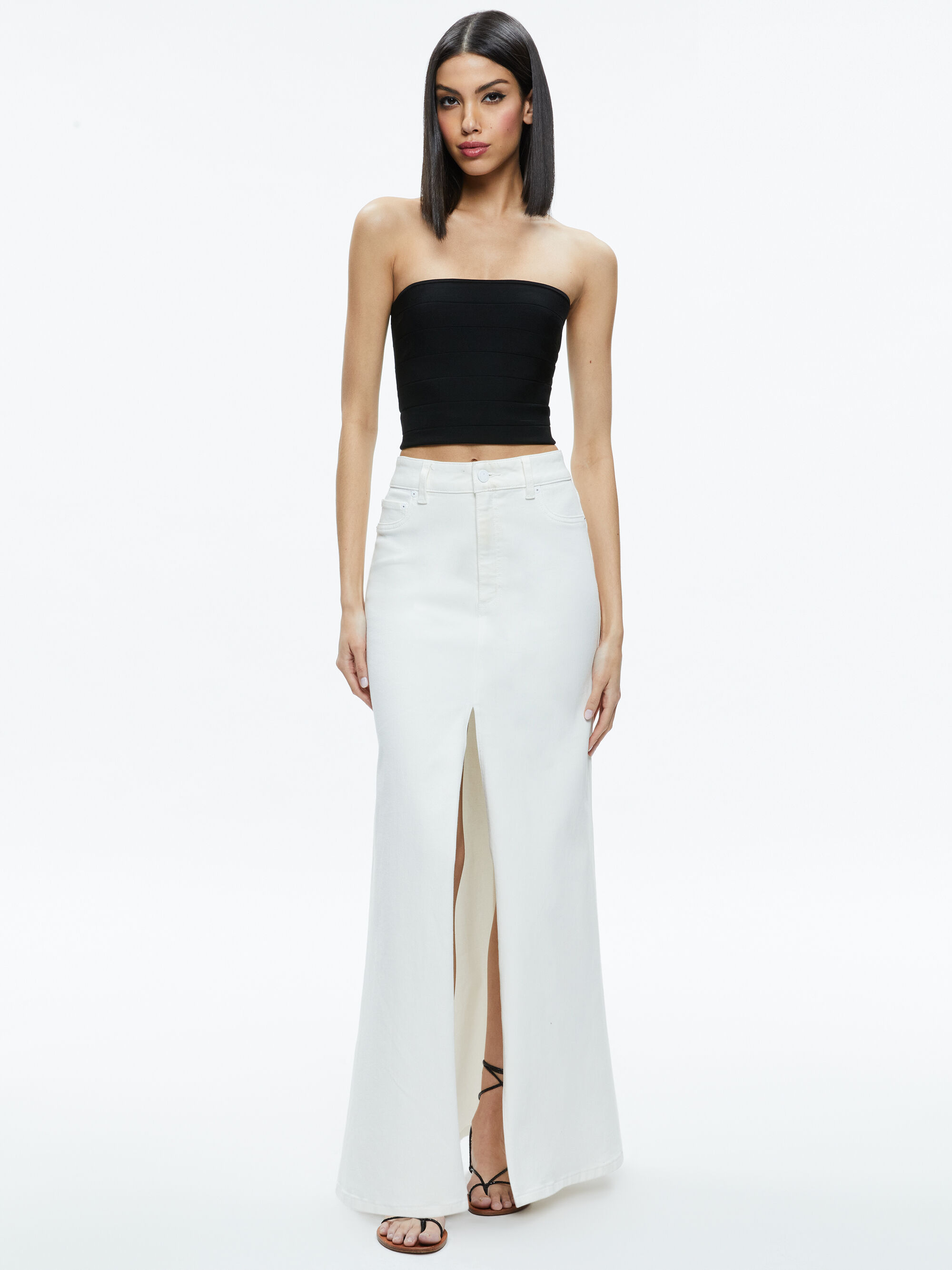 ALISON FULL LENGTH TUBE TOP in BLACK | ALICE + OLIVIA