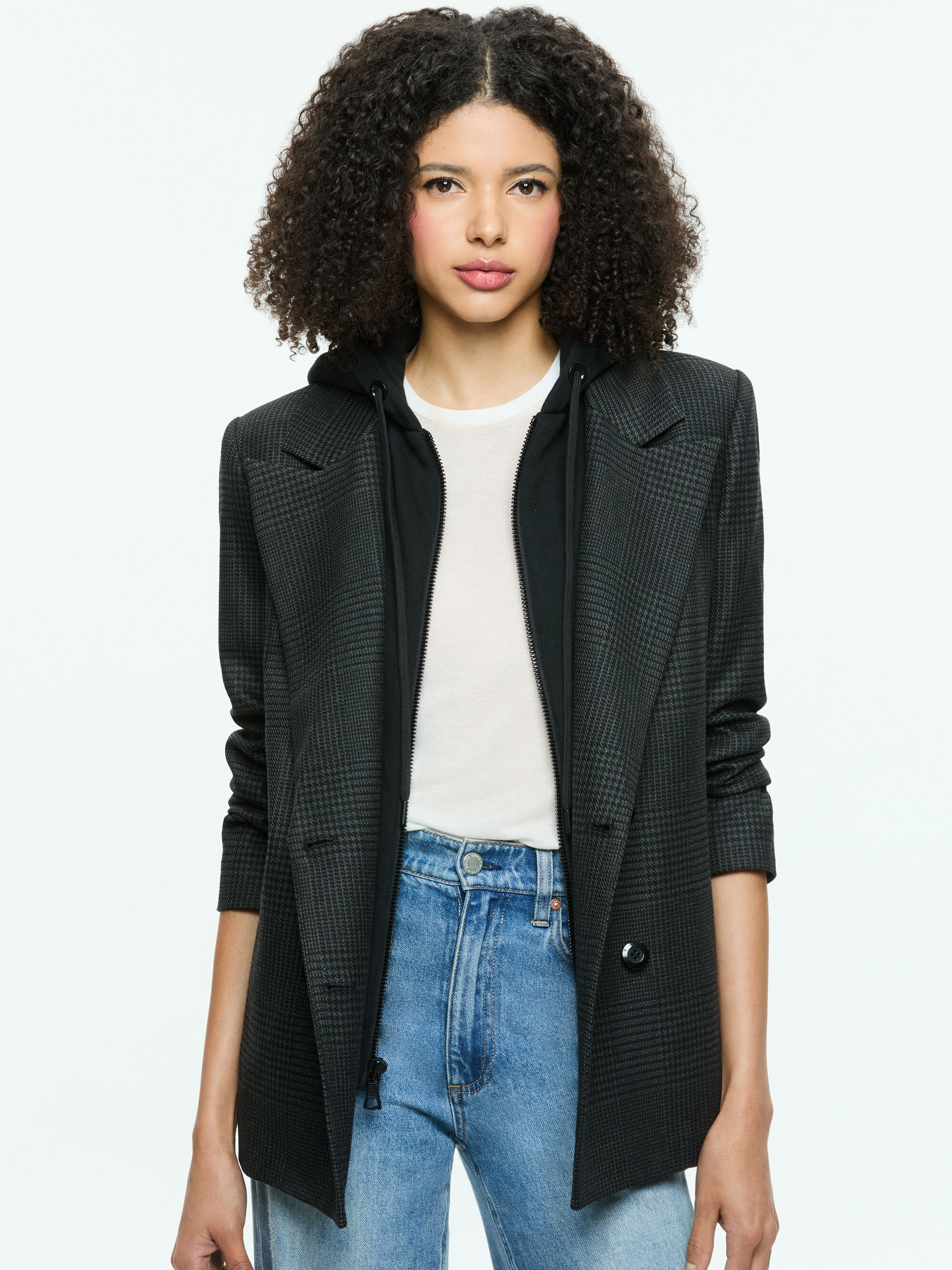 JORDAN BLAZER in CHARCOAL GREY MELANGE | ALICE + OLIVIA