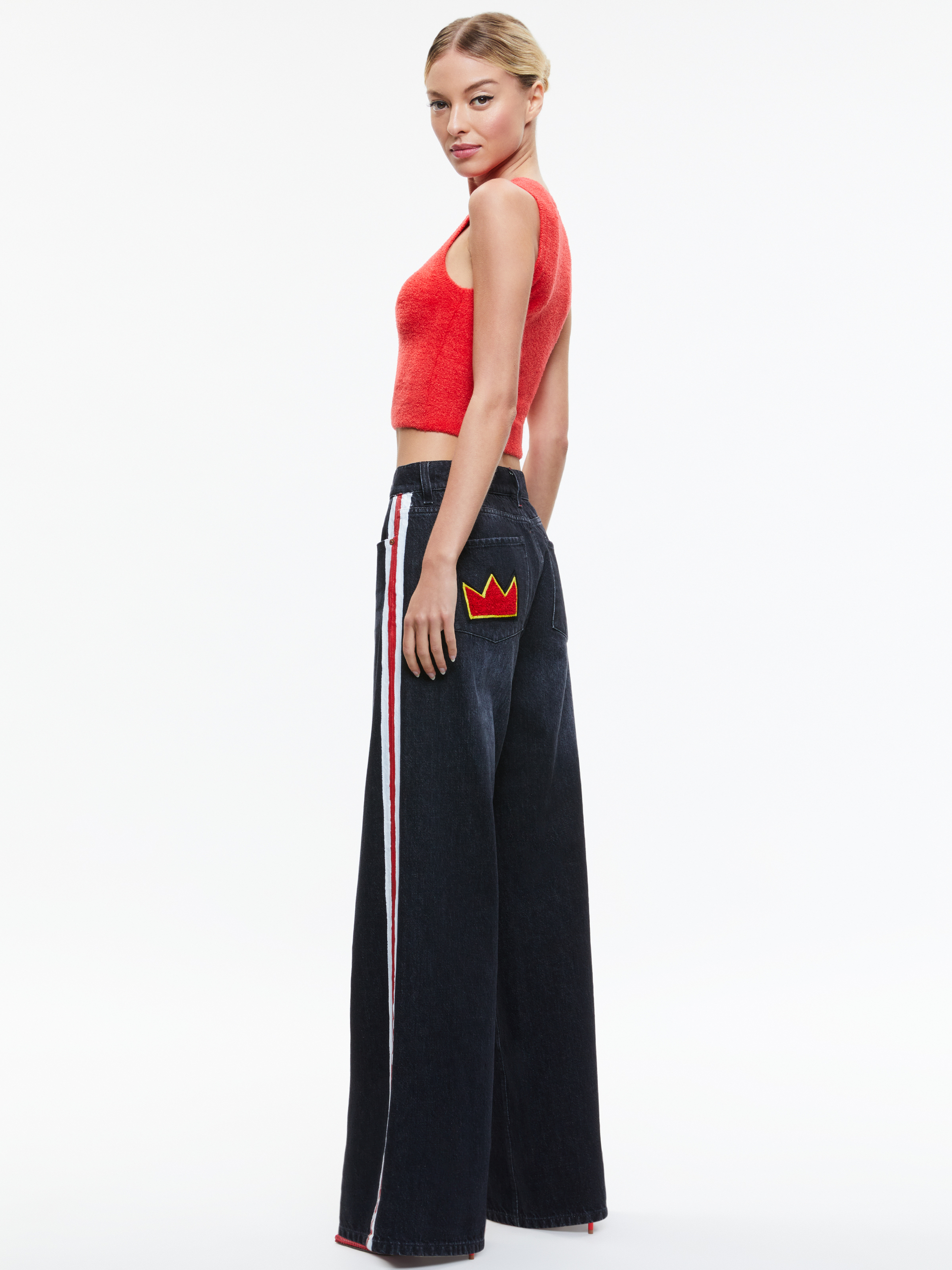 A+o X Basquiat Trish Jean In Maya Charcoal Black | Alice + Olivia