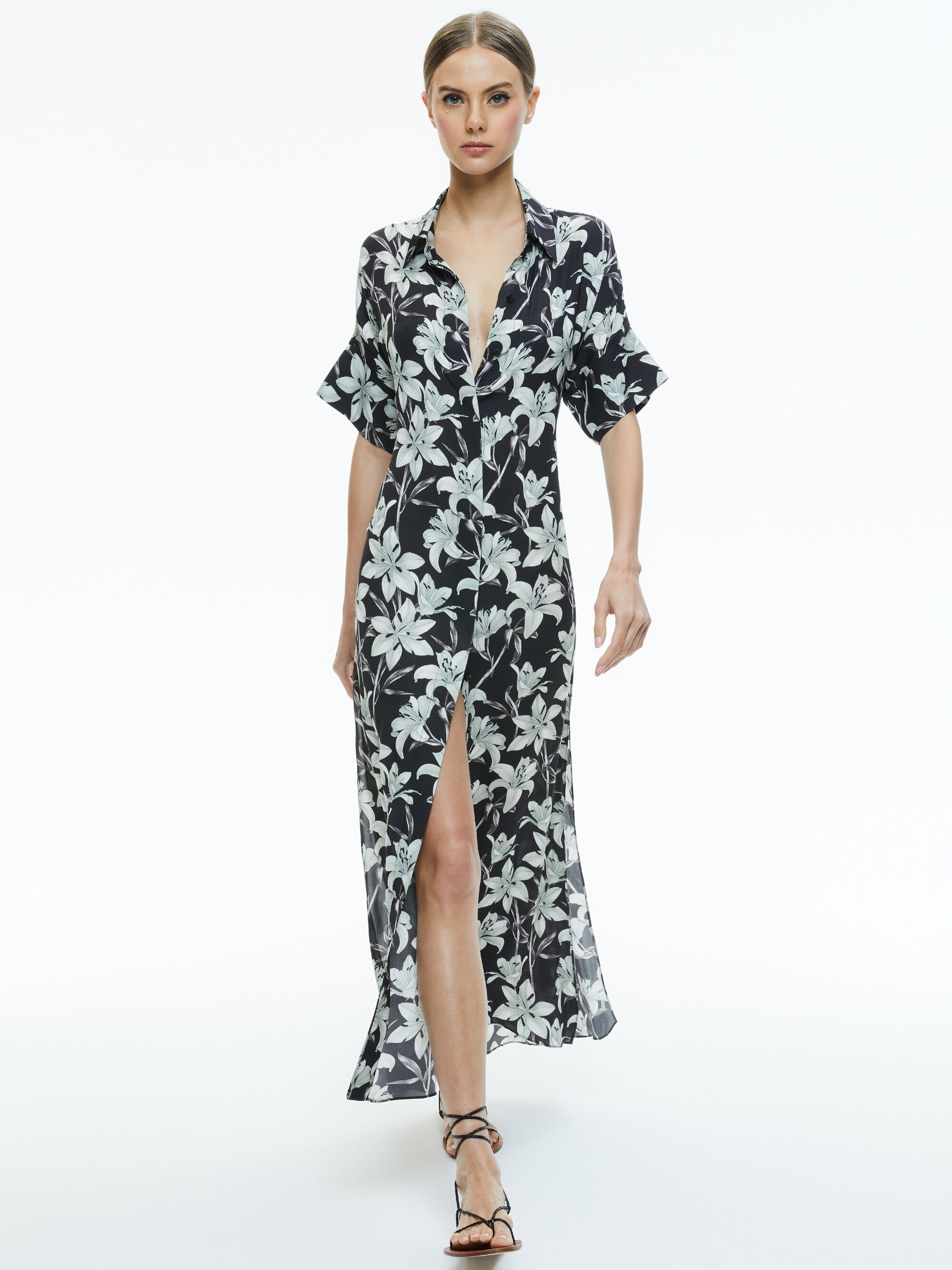 EDYTH MAXI TOP in STARGAZER BLACK SM | ALICE + OLIVIA