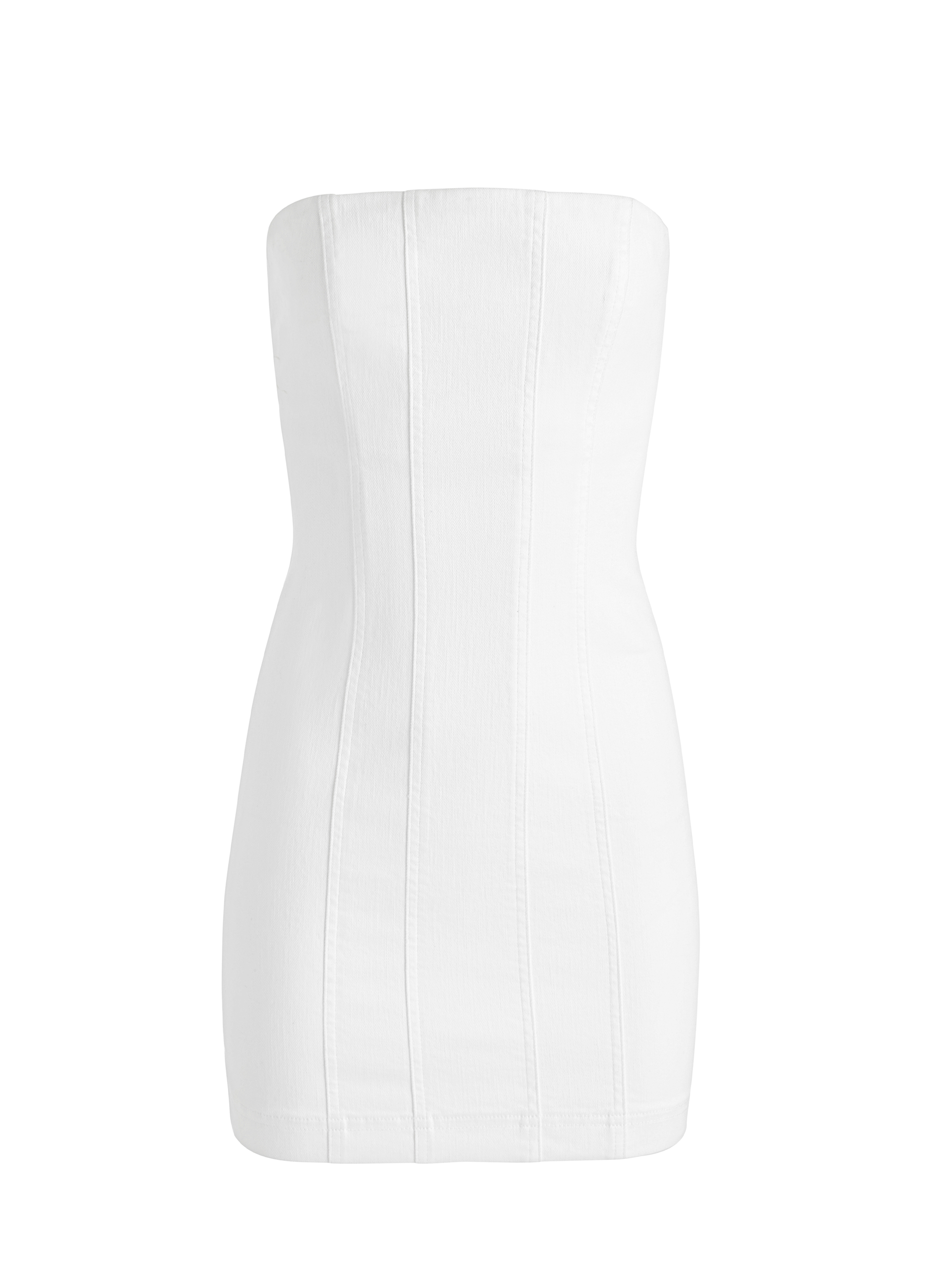 Palmer Off White Denim Strapless Jean Dress | Alice + Olivia