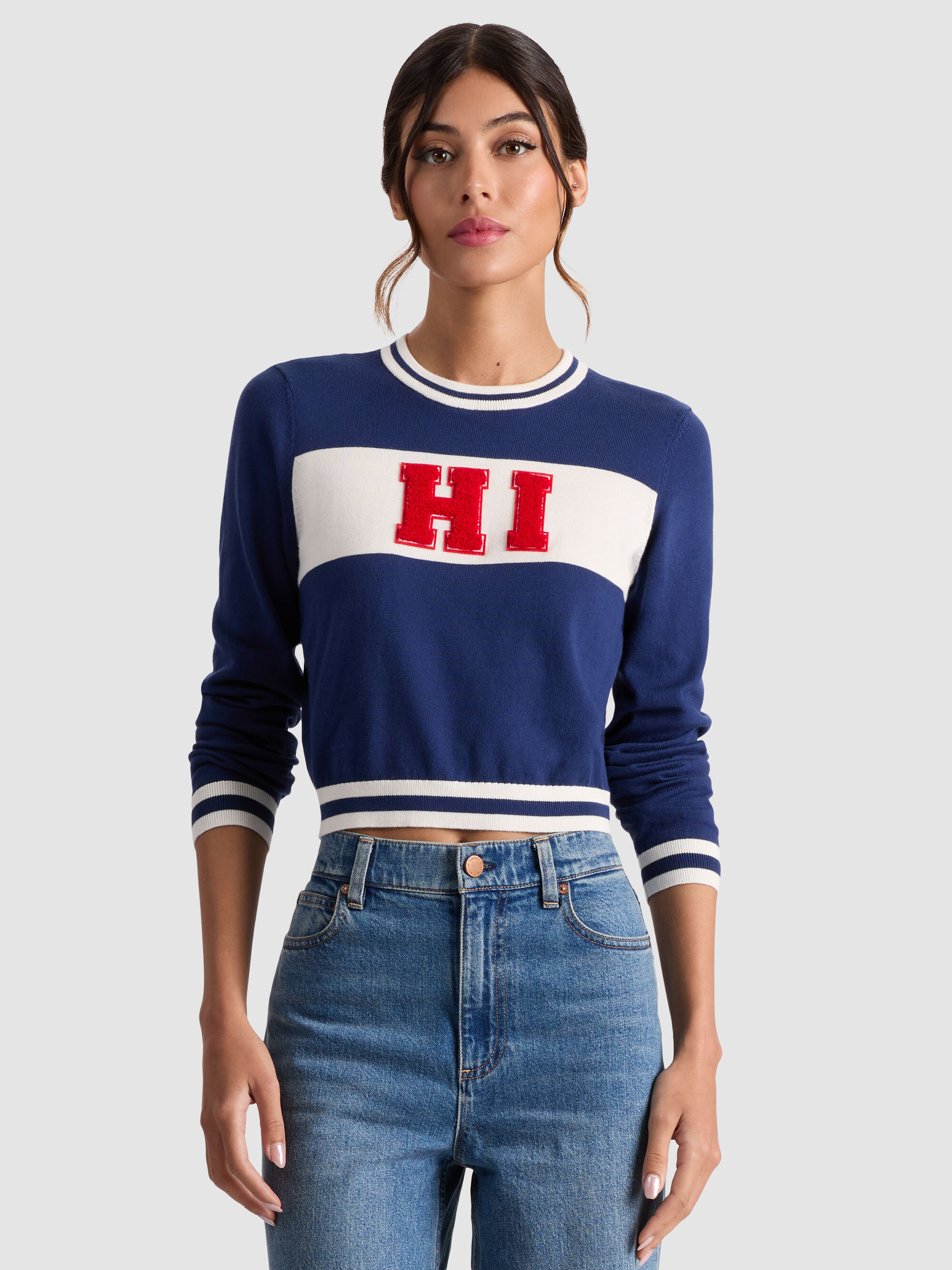 CAROLANN PULLOVER in INDIGO/MULTI | ALICE + OLIVIA