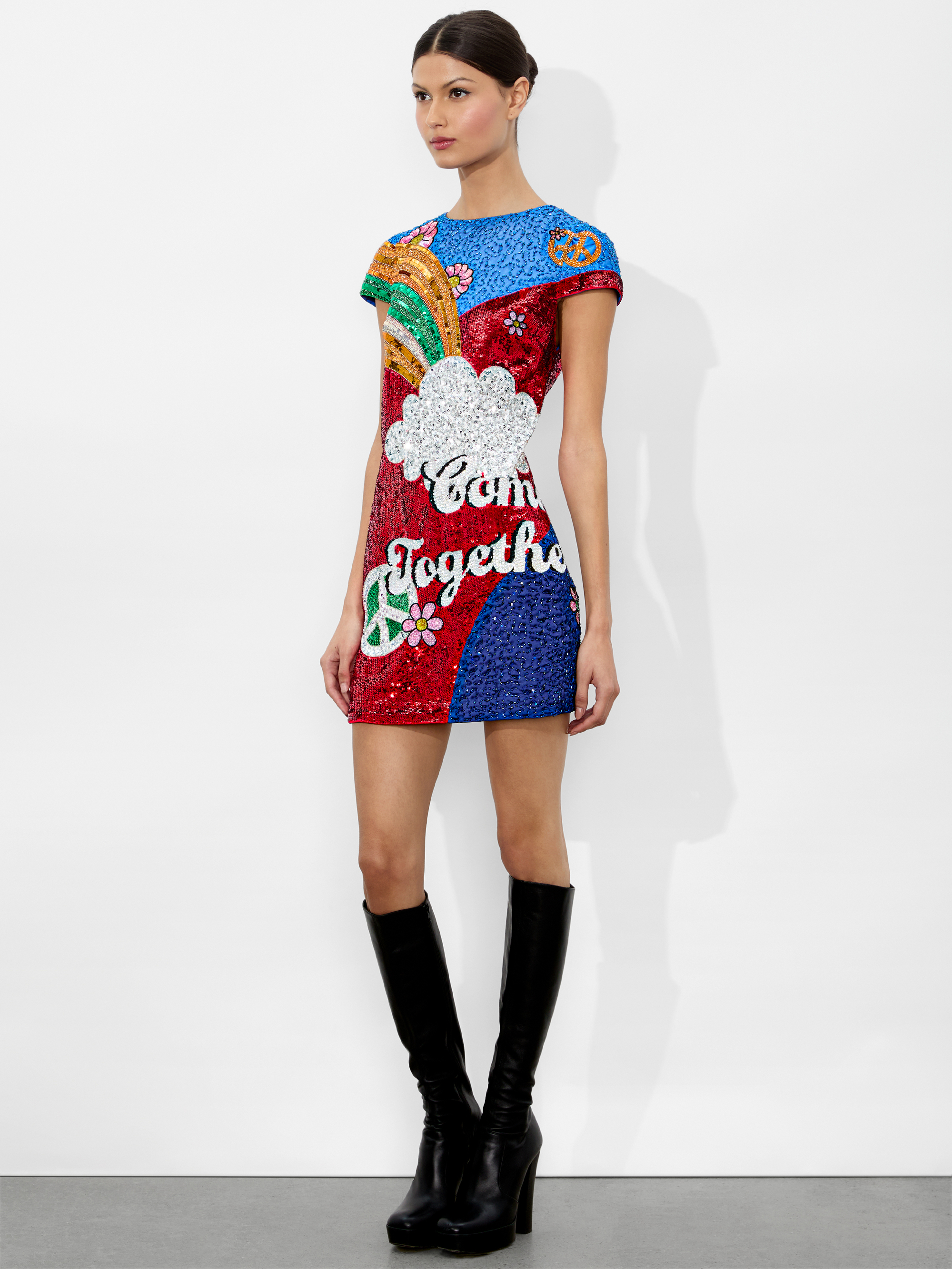 A+o X The Beatles Clyde Shift Dress In Come Together | Alice + Olivia