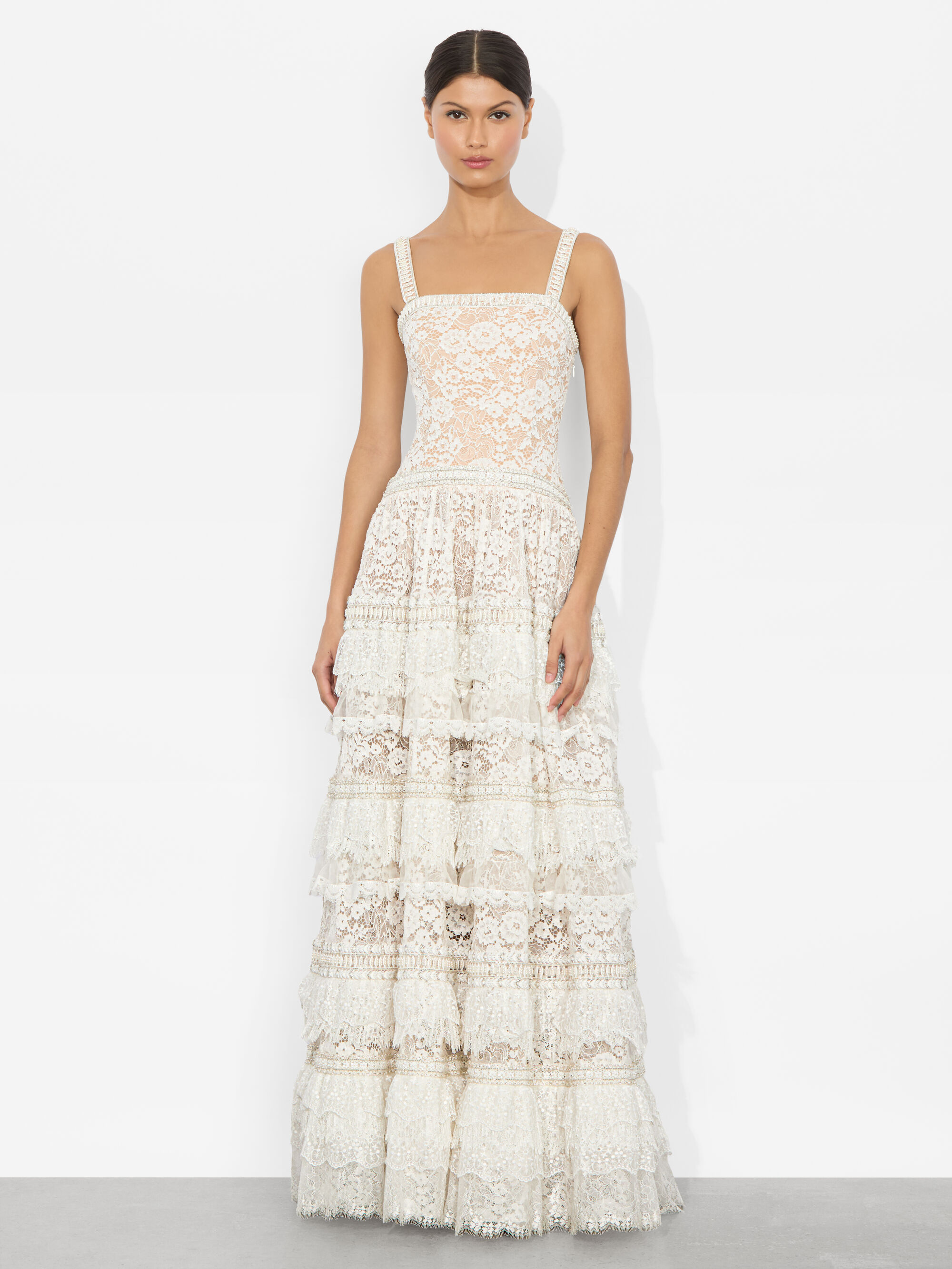 ZENA LACE MAXI DRESS in OFF WHITE | ALICE + OLIVIA
