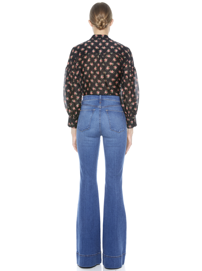 PAULITA FLORAL BLOUSE in HEIRLOOM SM BLACK | Alice and Olivia