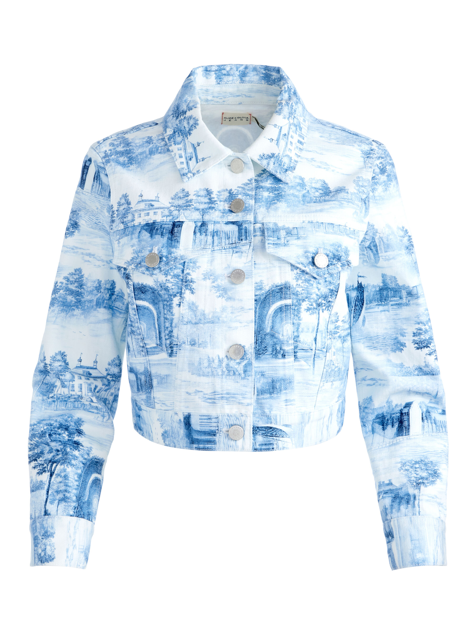 CHLOE PRINTED DENIM JACKET in CHATEAU | ALICE + OLIVIA