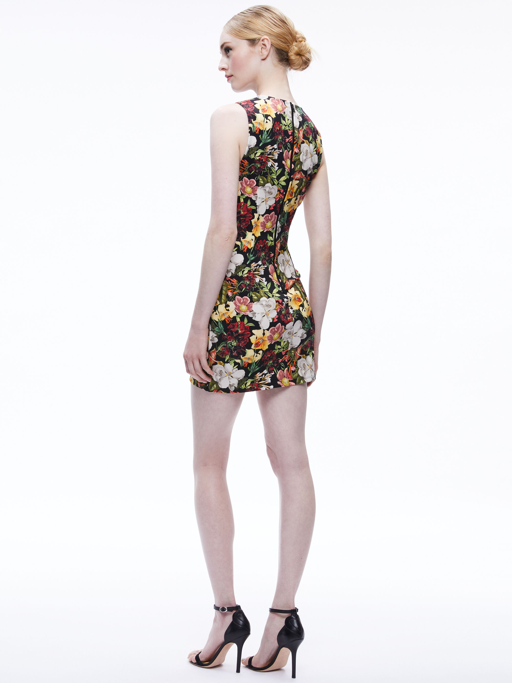 WYNELL MINI DRESS in JUNIPER FLORAL BLACK | ALICE + OLIVIA