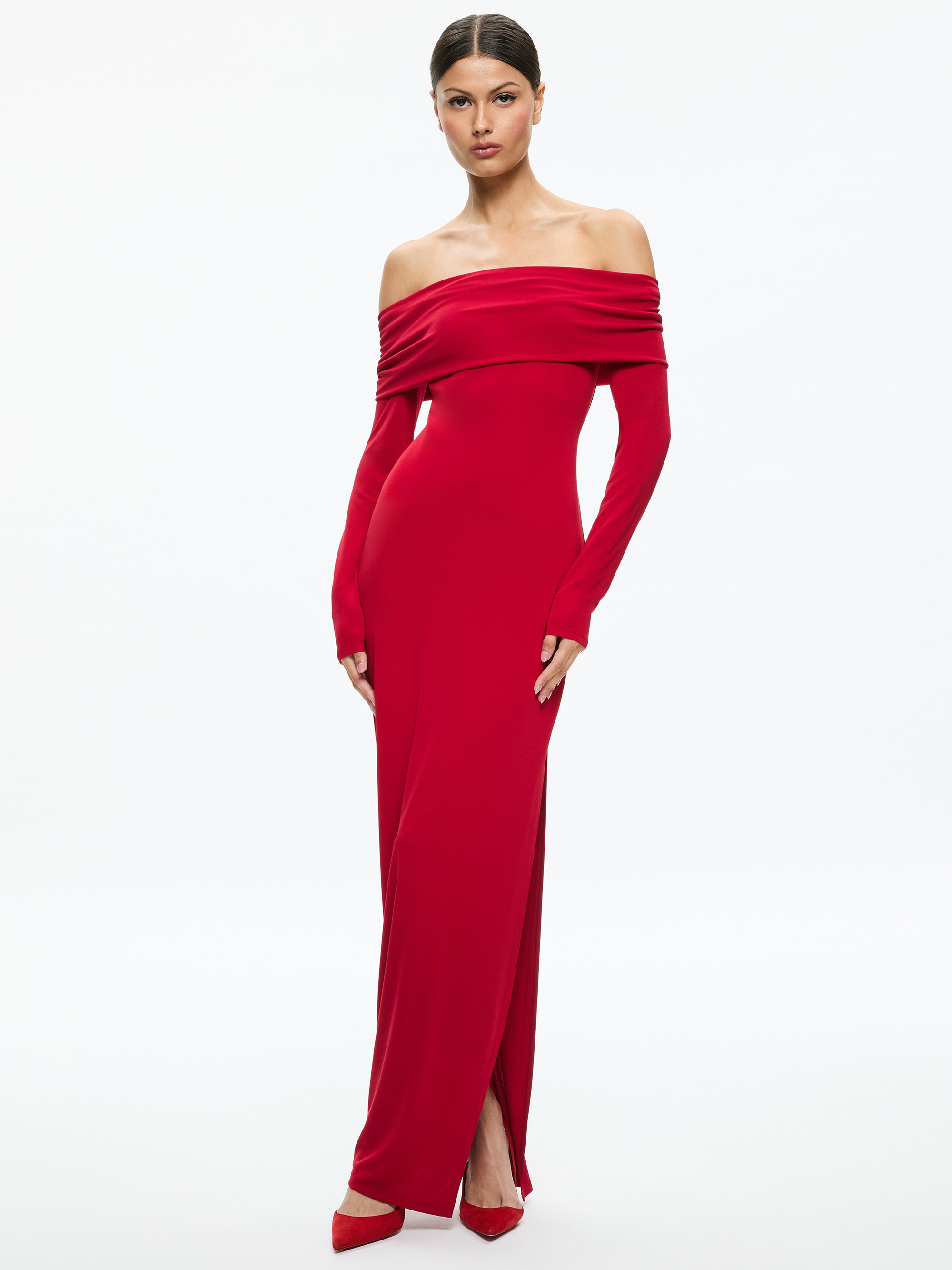 Coretta Maxi Dress In Bright Ruby | Alice + Olivia