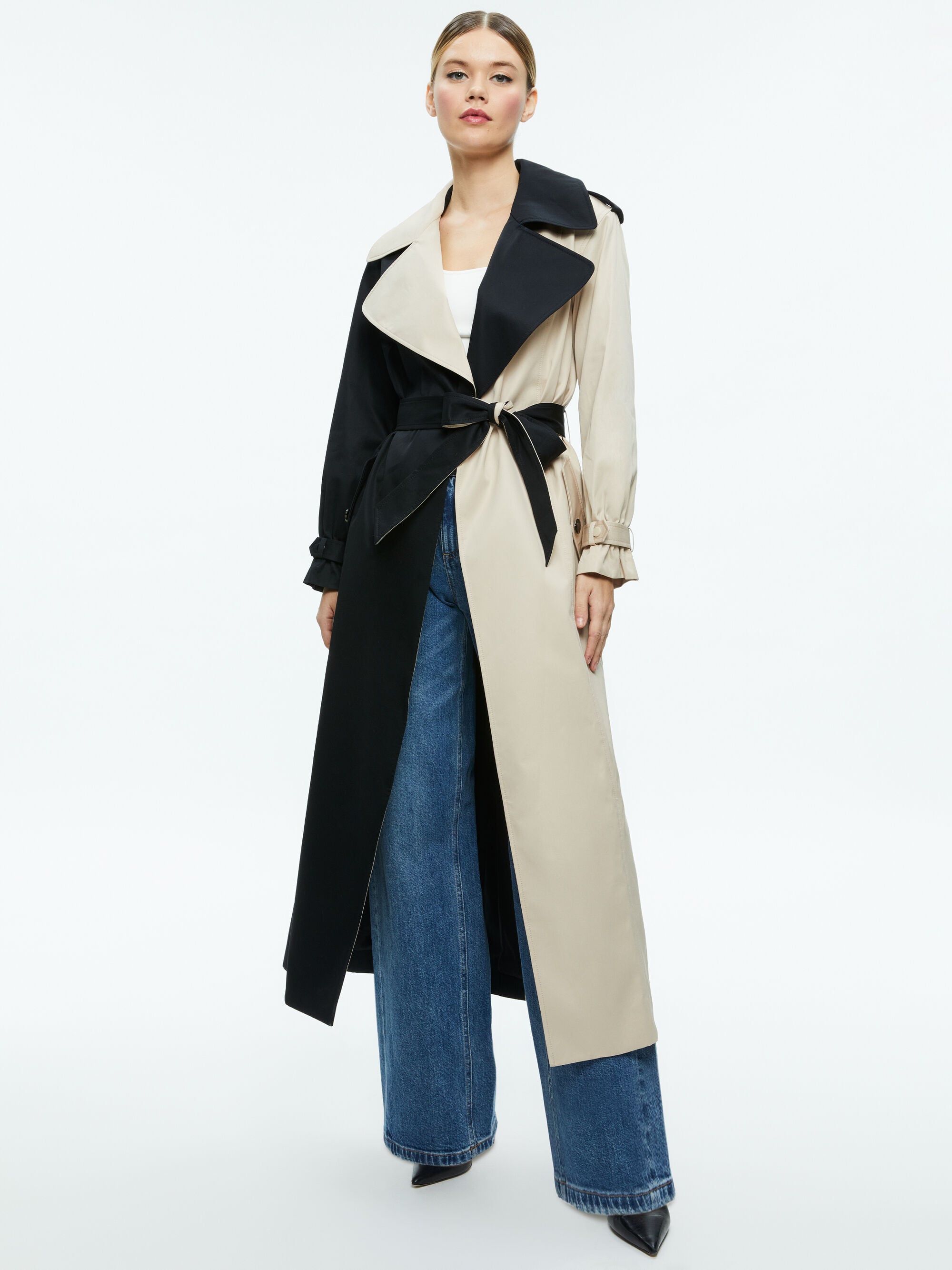 NEVADA TRENCH COAT in BLACK/LATTE | ALICE + OLIVIA