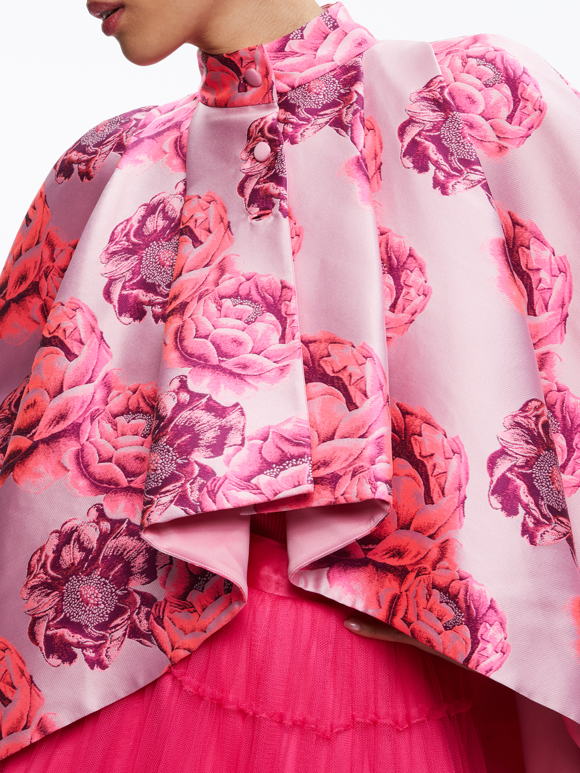 Susanne High Low Collared Cape In Candy Multi | Alice + Olivia