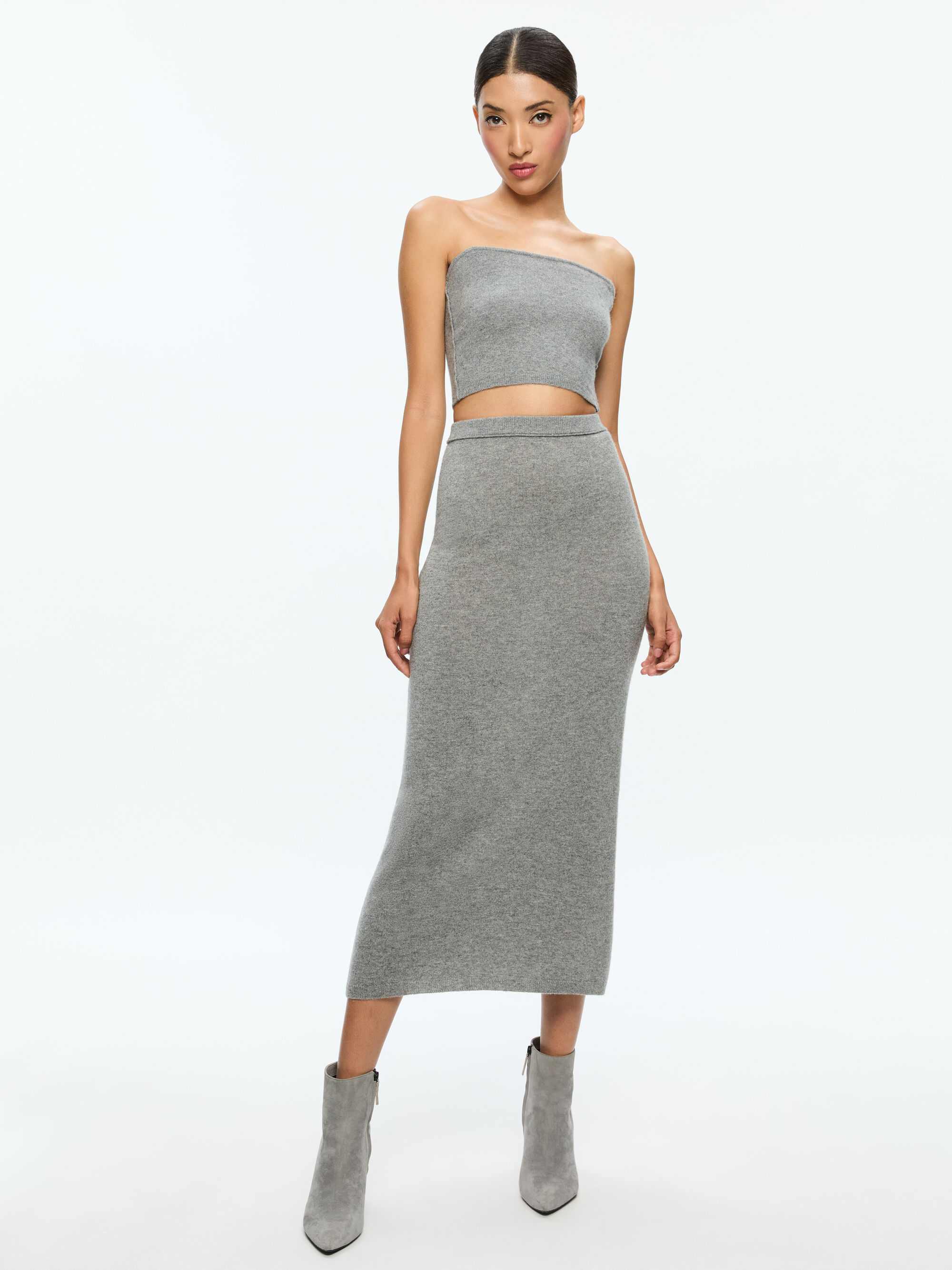 Alison Knit Top In Medium Heather Grey | Alice + Olivia