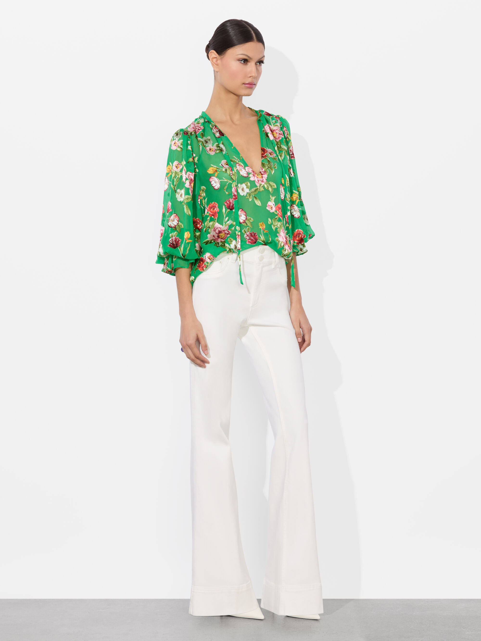MORANNE BLOUSE in HAMPTONS FLORAL SMALL | ALICE + OLIVIA