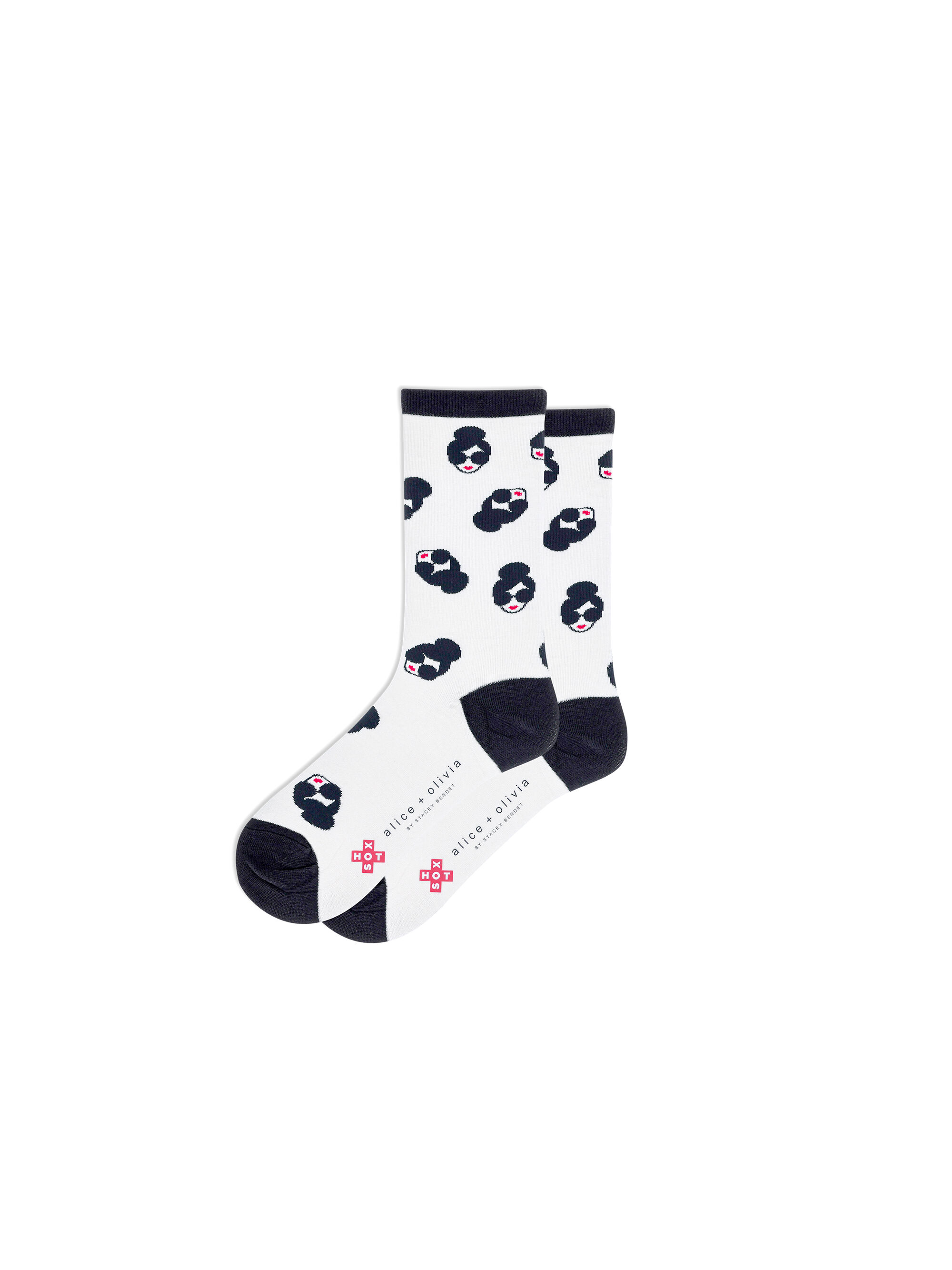 A+O X HOTSOX CREW SOCKS in BLACK/WHITE | ALICE + OLIVIA