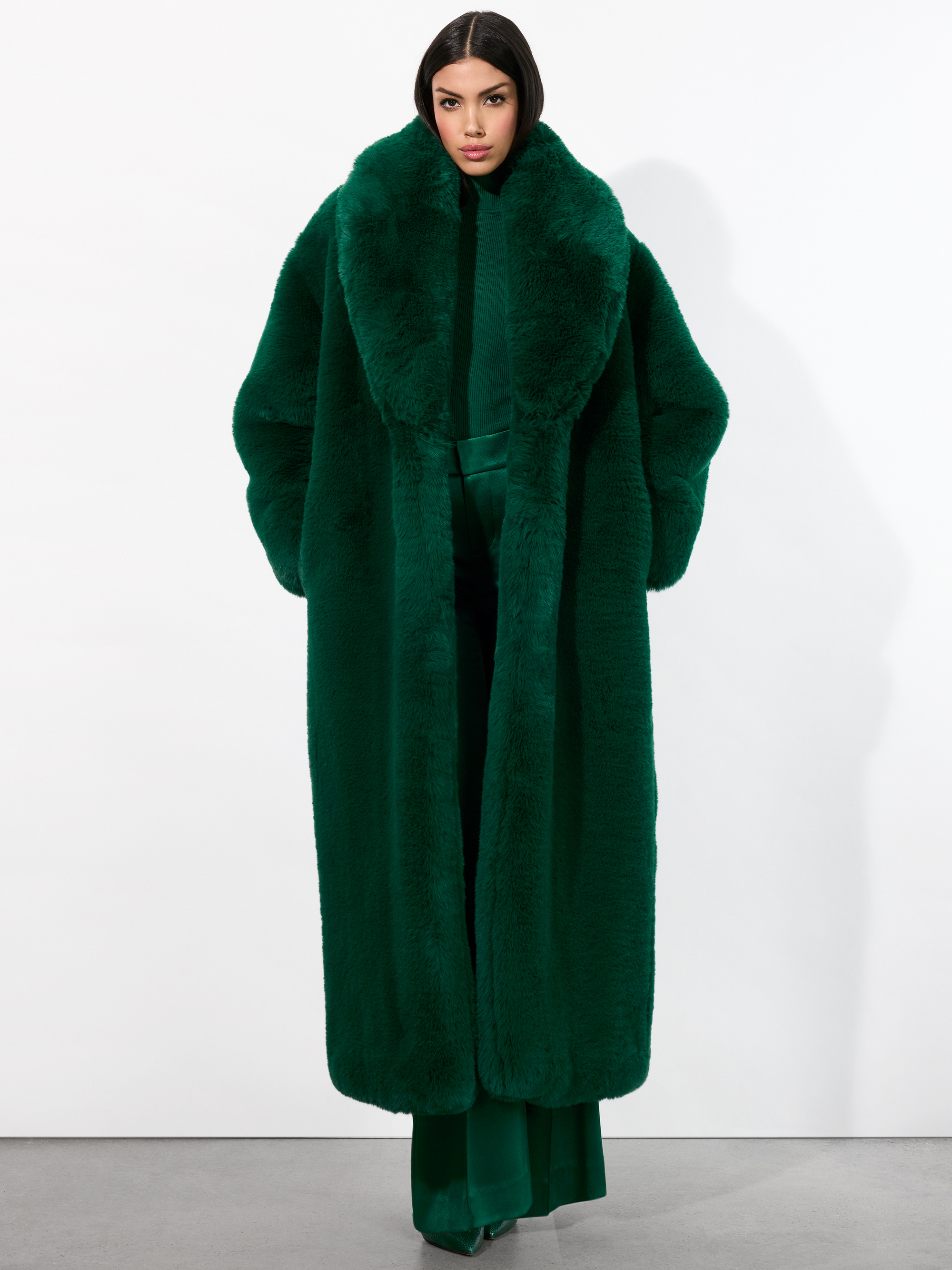 Yetta Faux Fur Coat In Forest Green | Alice + Olivia