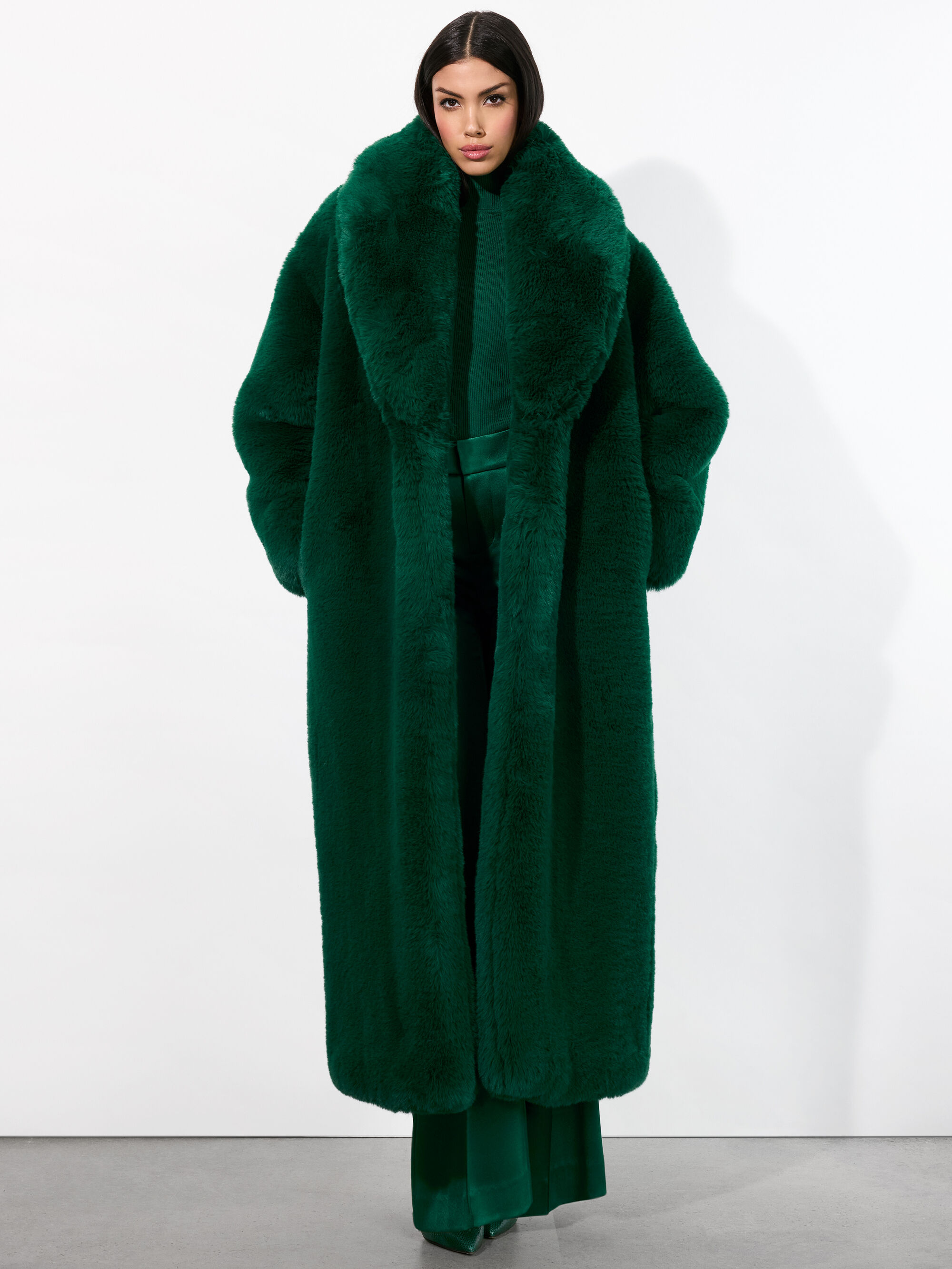 Yetta Faux Fur Coat In Forest Green | Alice + Olivia