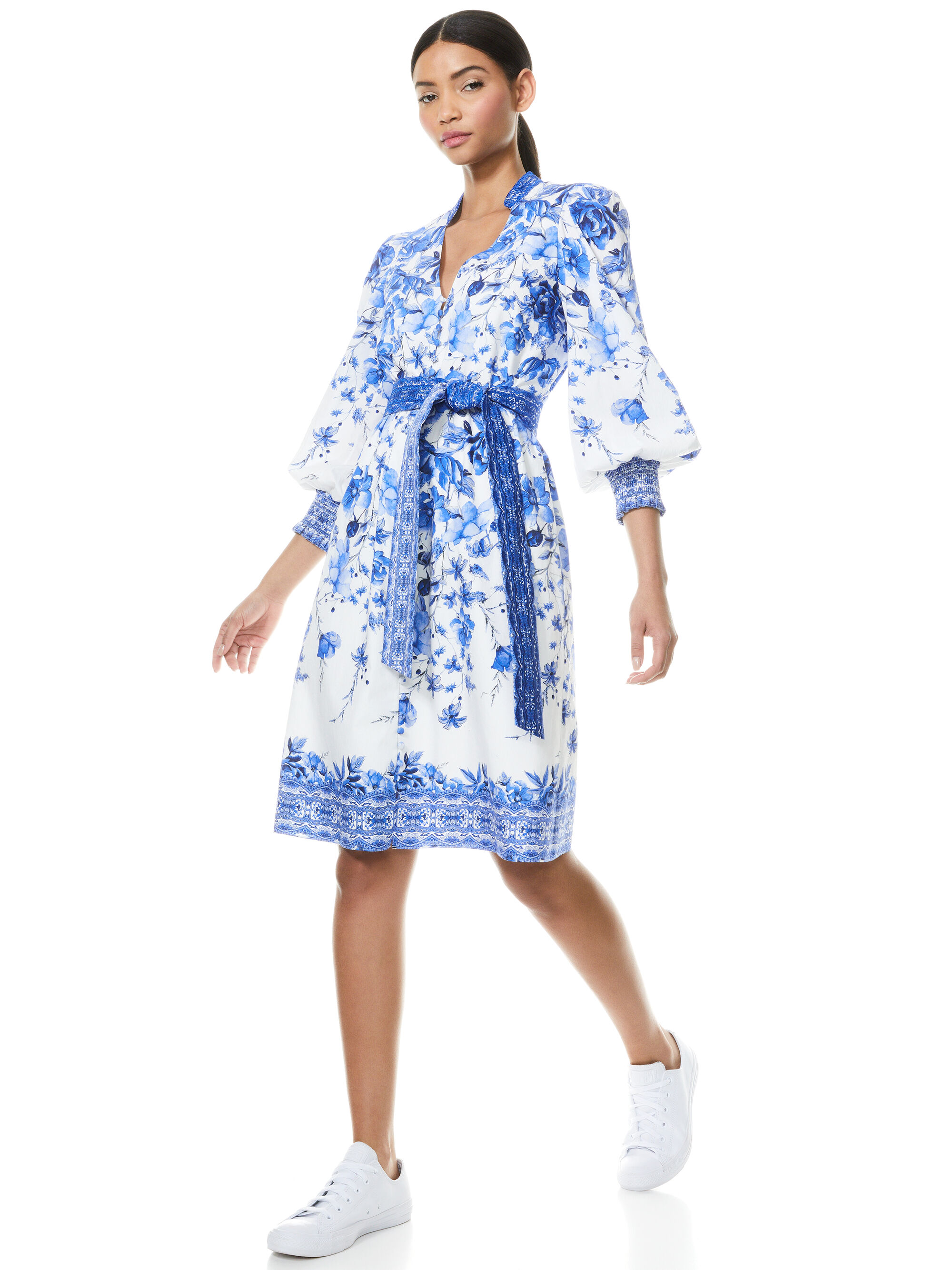 Shanley Button Front Floral Midi Dress | ALICE + OLIVIA