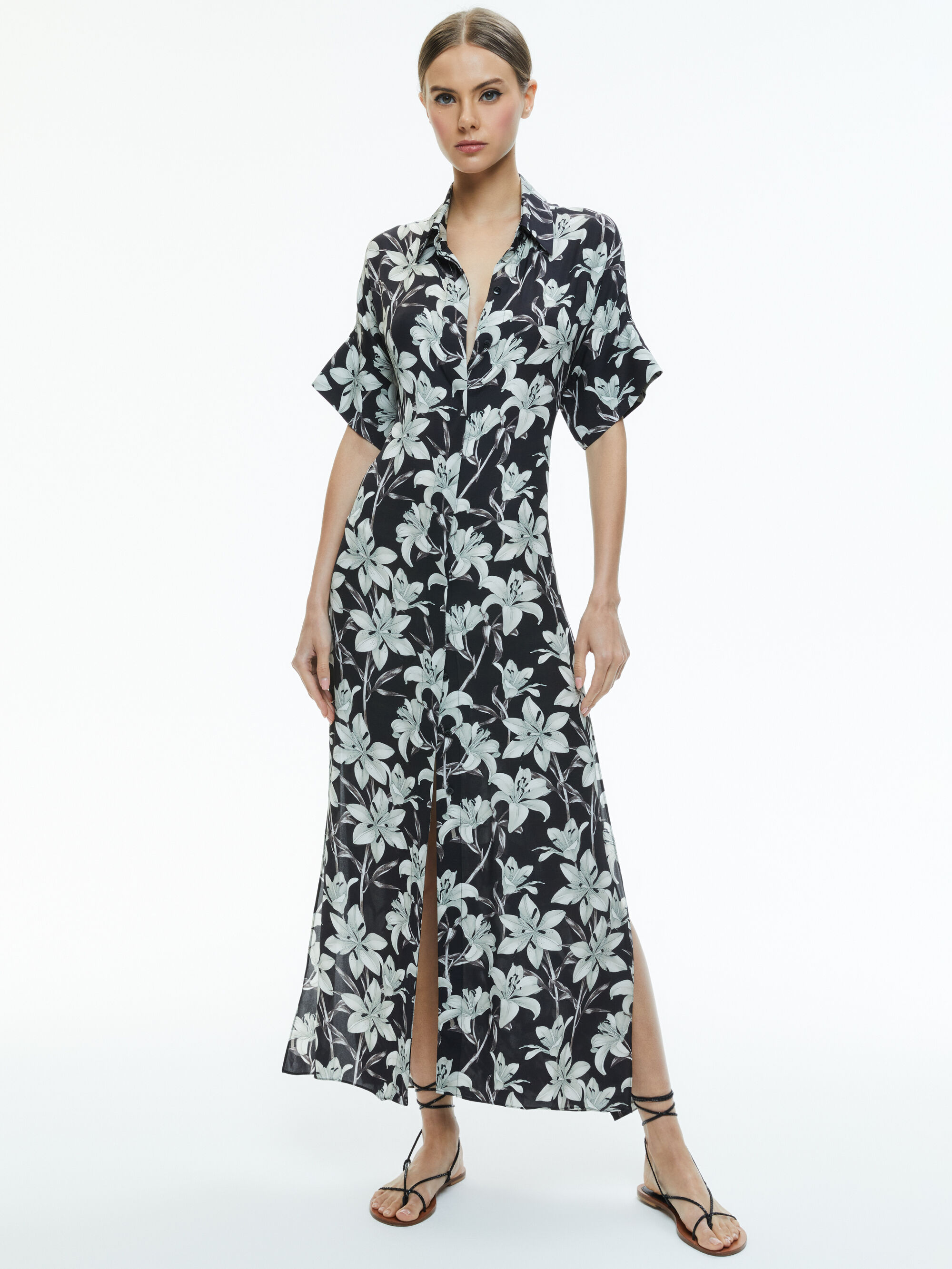 EDYTH MAXI TOP in STARGAZER BLACK SM | ALICE + OLIVIA