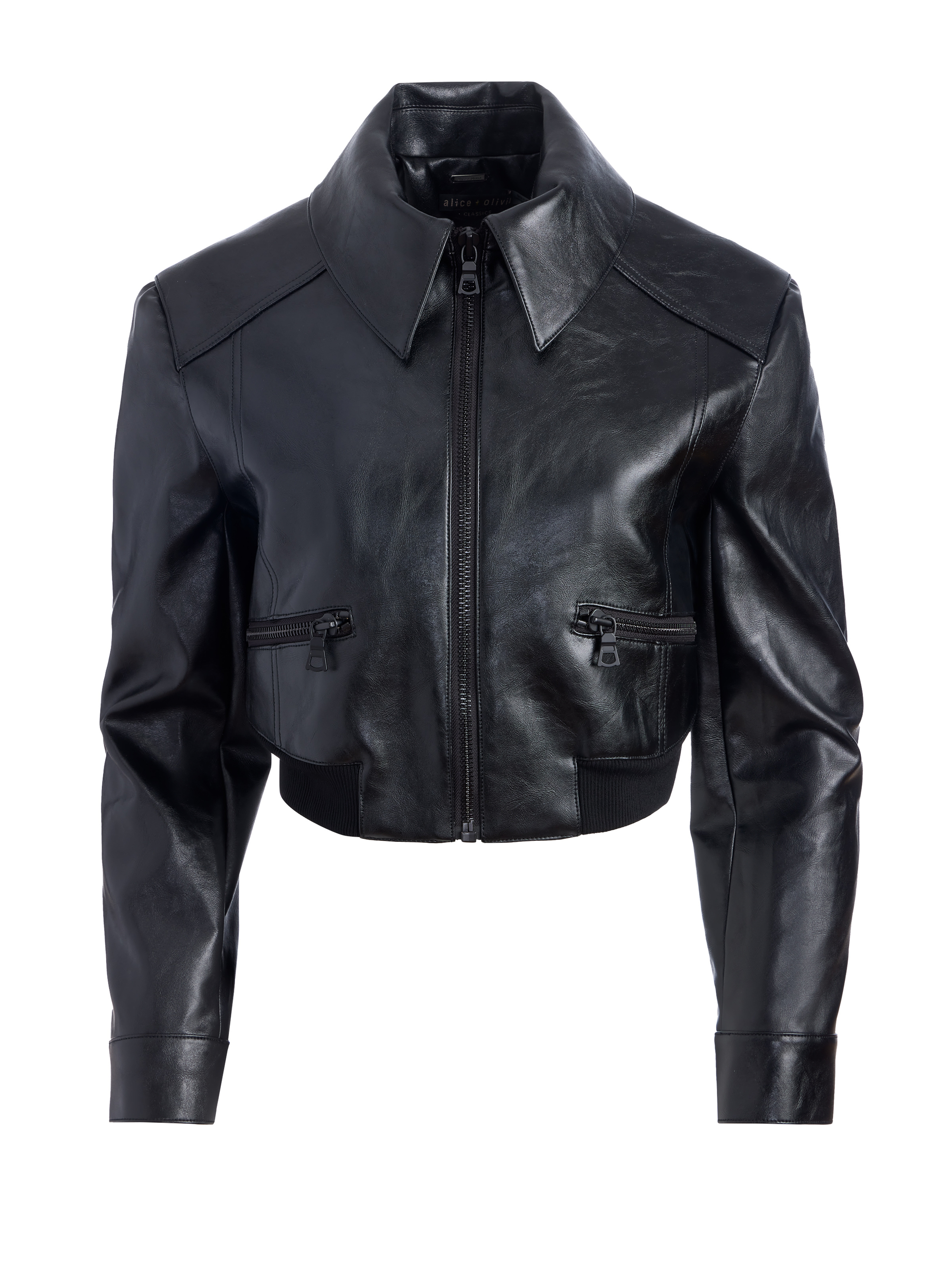 Hyde Cropped Vegan Jacket In Black | Alice + Olivia