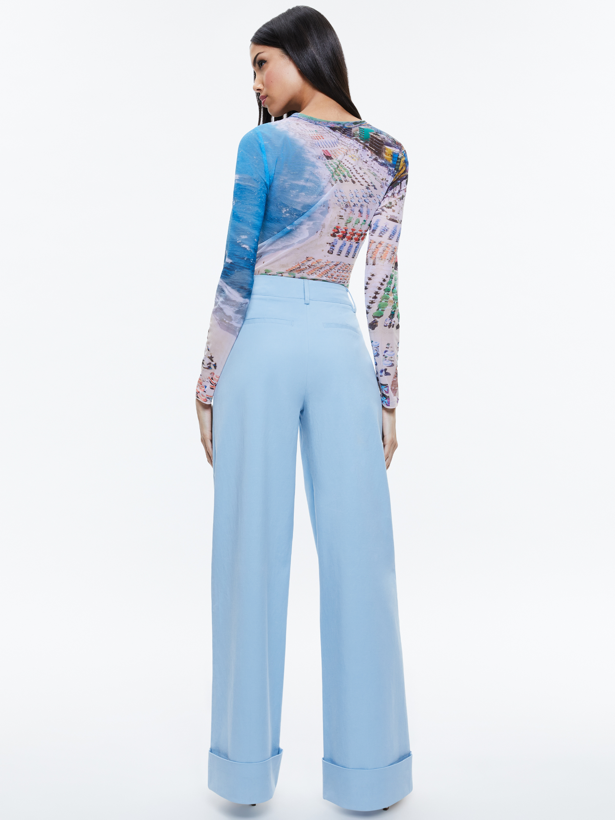 Delaina Mesh Top In Whispering Waves | Alice + Olivia