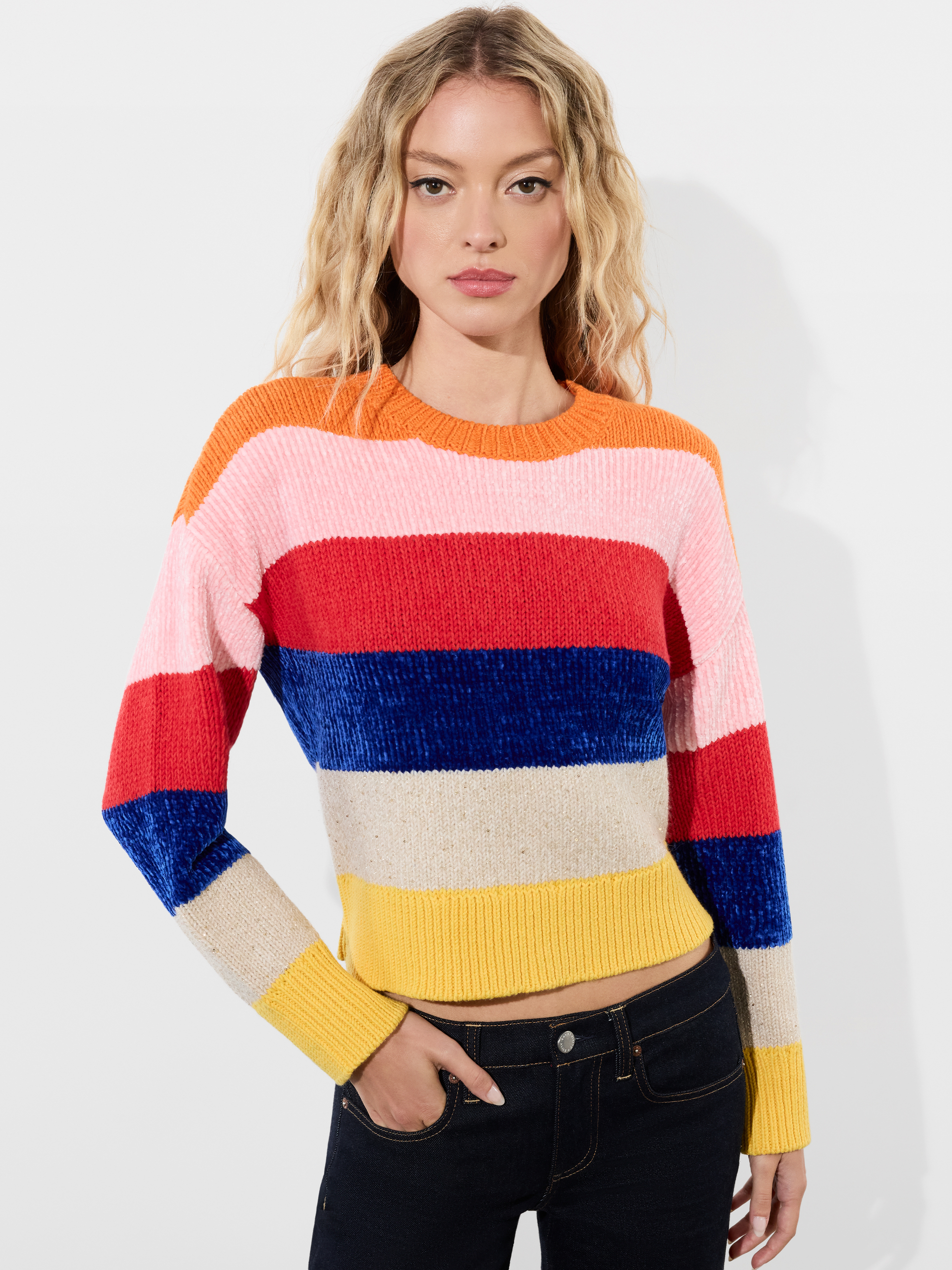 Louie Pullover In Multi Stripe | Alice + Olivia