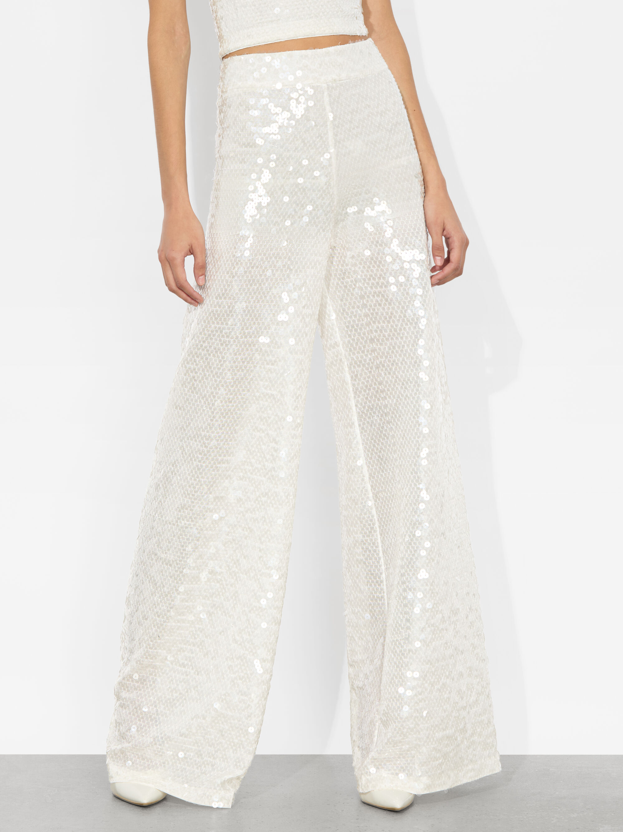 ATHENA SEQUIN PANT in OFF WHITE/CLEAR | ALICE + OLIVIA