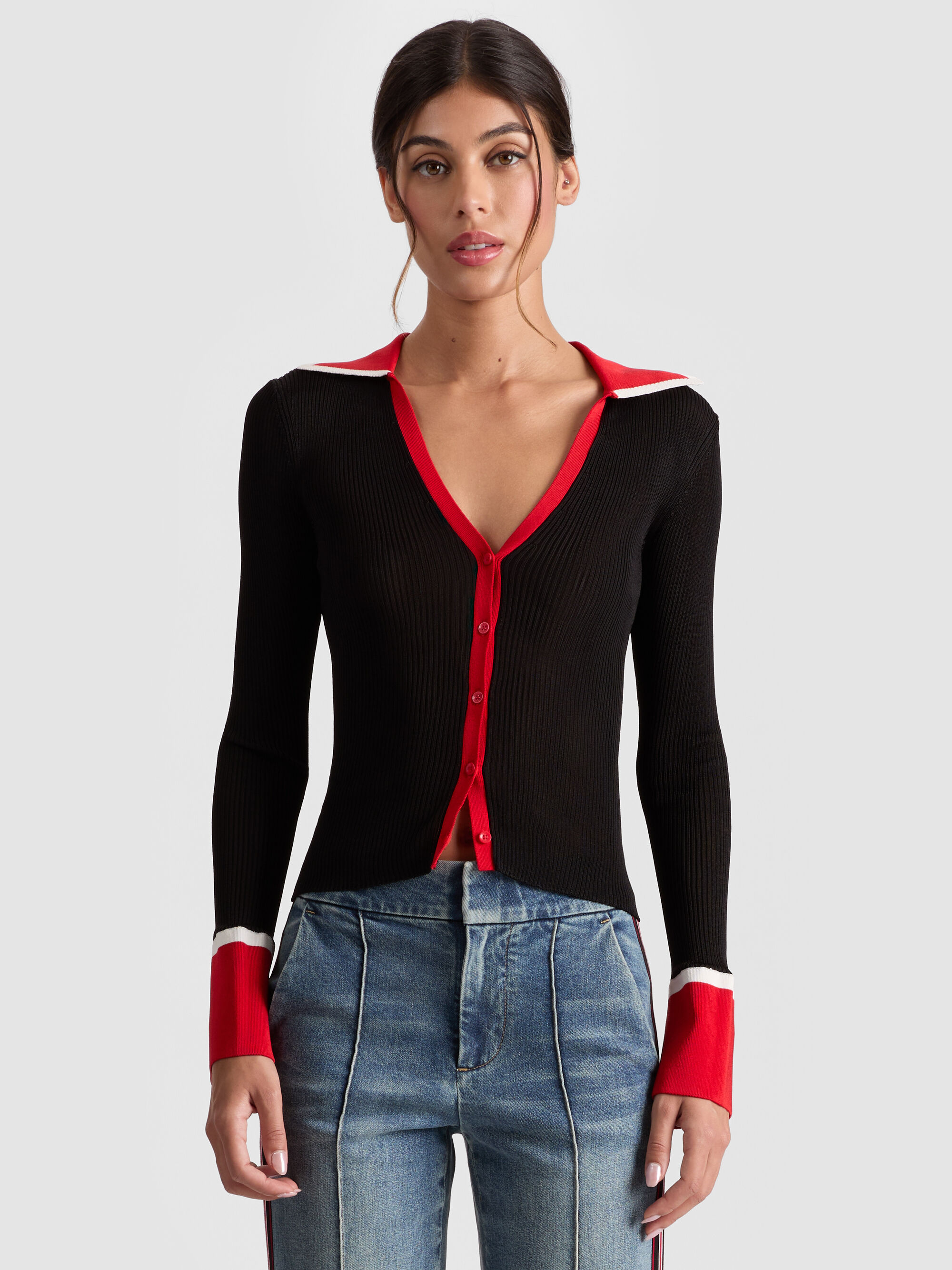 Nealie Cardigan In Black/multi | Alice + Olivia