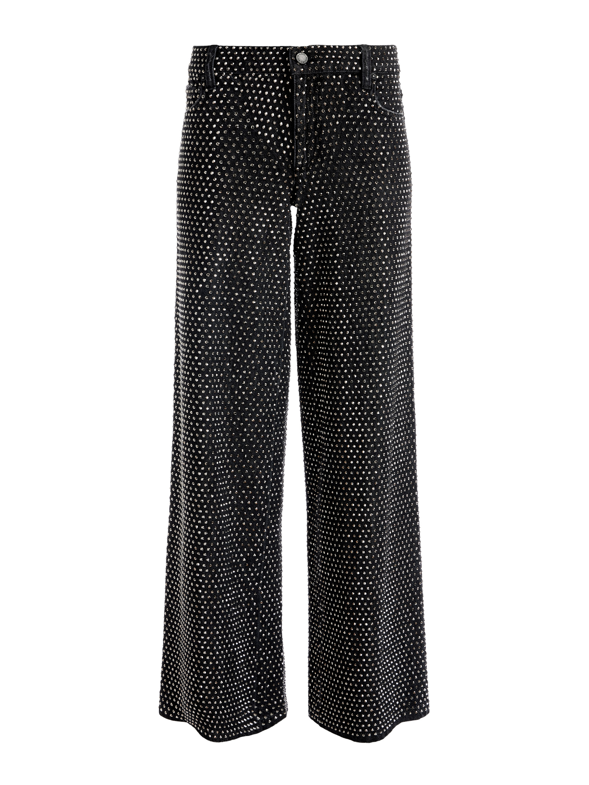 Trish Embellished Jean In Maya Charcoal Black/hematite | Alice + Olivia