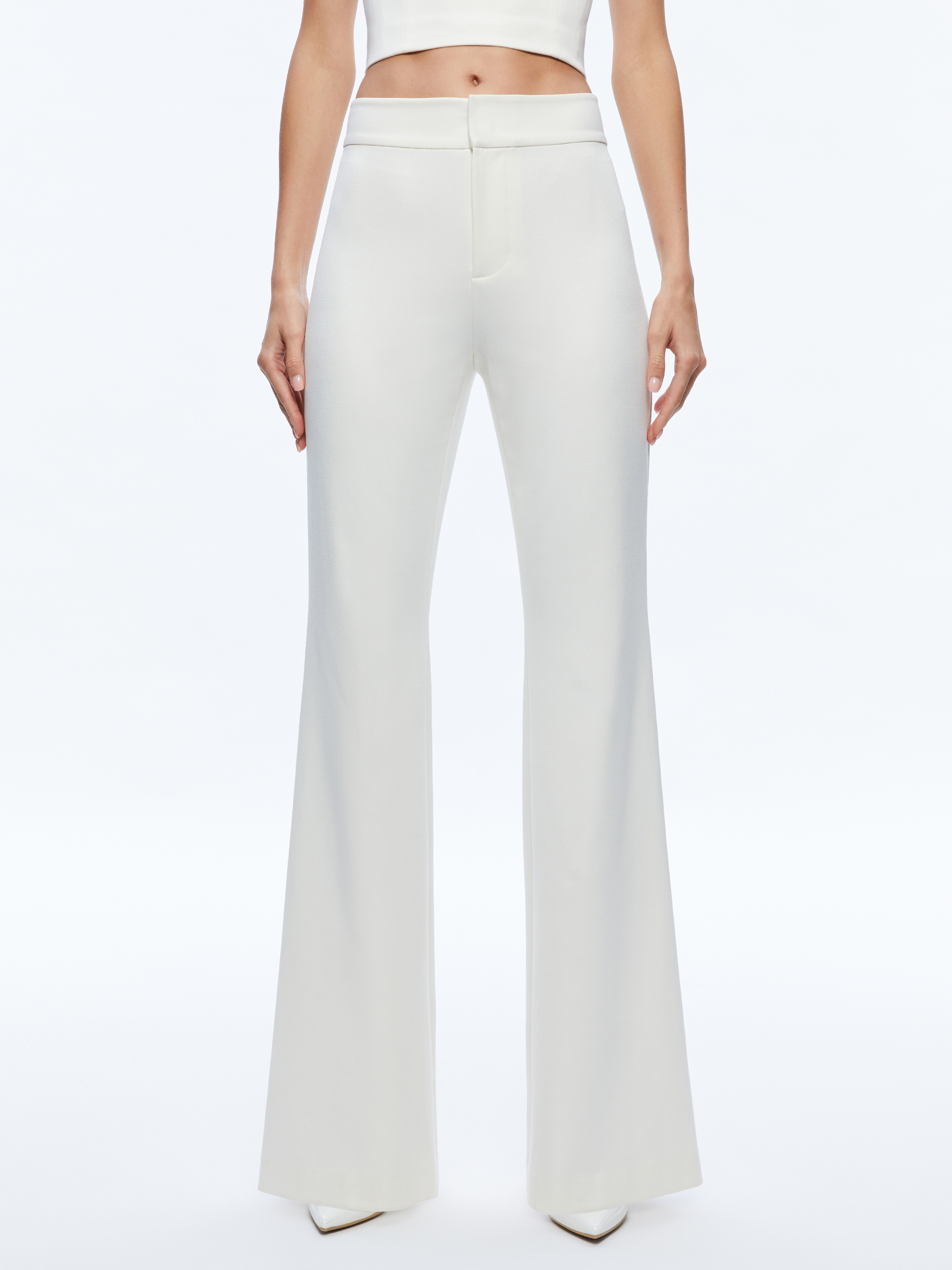 Deanna High Waisted Bootcut Pant In Ecru | Alice + Olivia