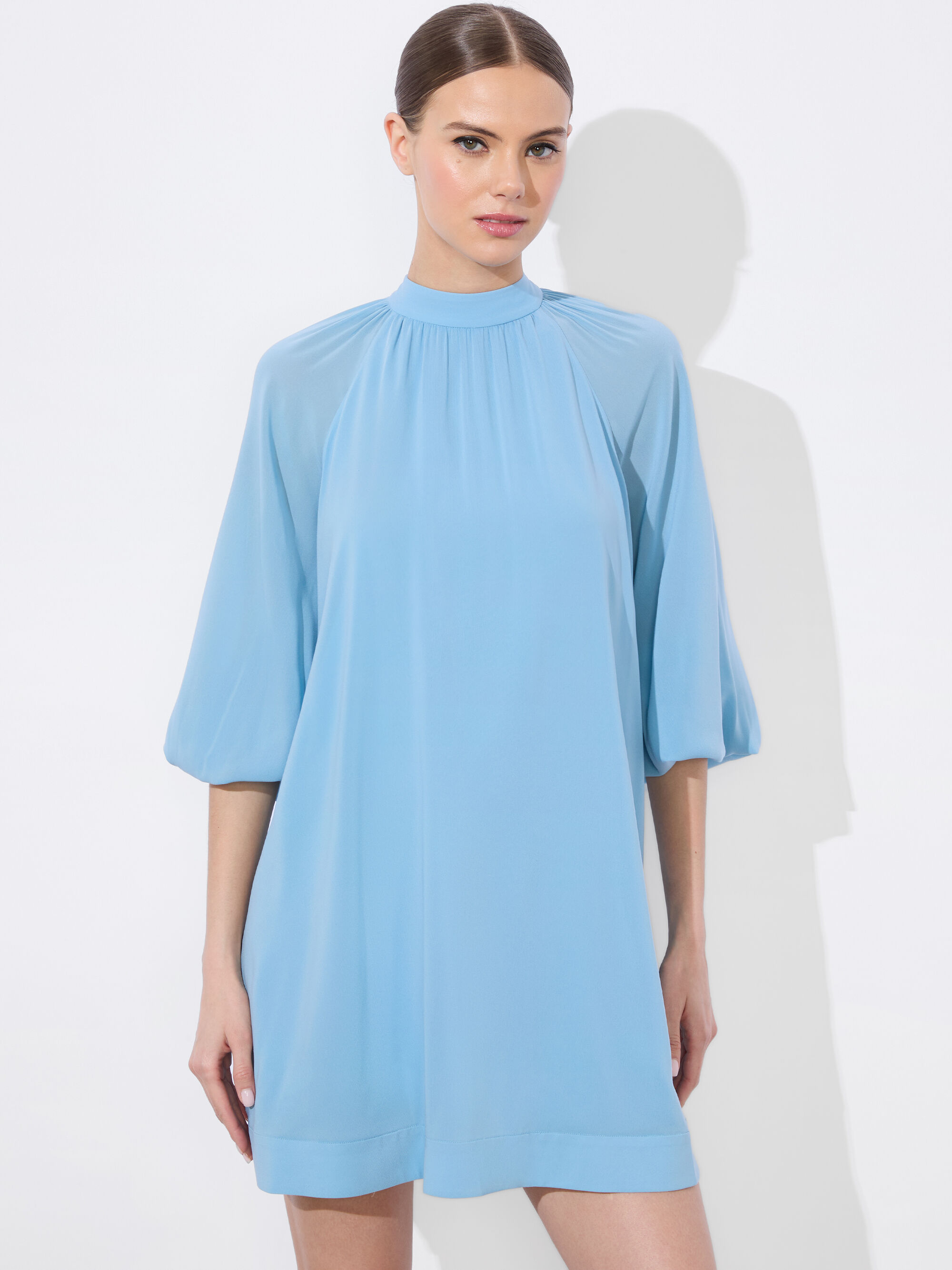 GRACEN TRAPEZE MINI DRESS in MINERAL BLUE | ALICE + OLIVIA