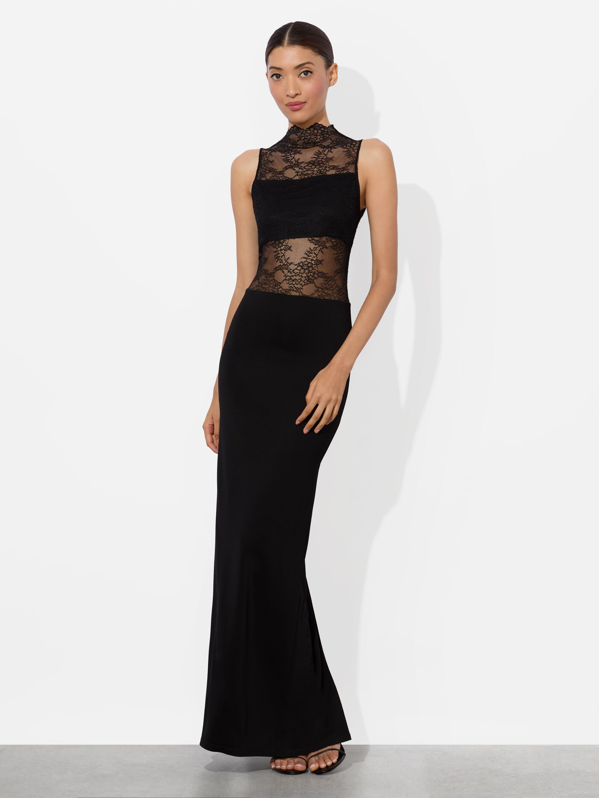 NICHOL LACE MAXI DRESS in BLACK | ALICE + OLIVIA