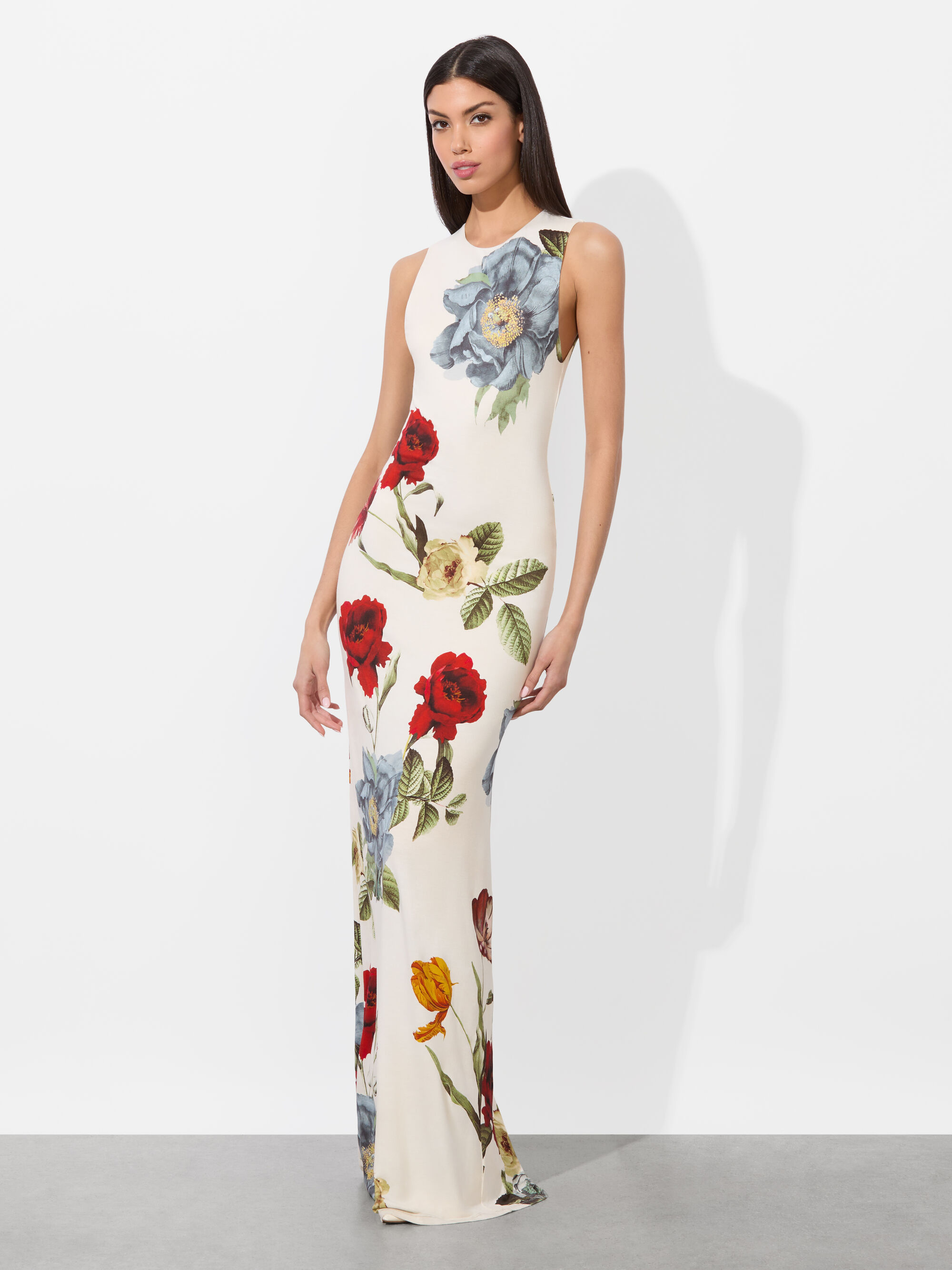 DELORA OPEN BACK MAXI DRESS in PROVENCE FLORAL LG | ALICE + OLIVIA