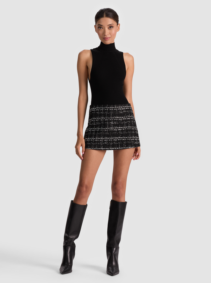 MACE MINI SKORT in BLACK/OFF WHITE | ALICE + OLIVIA