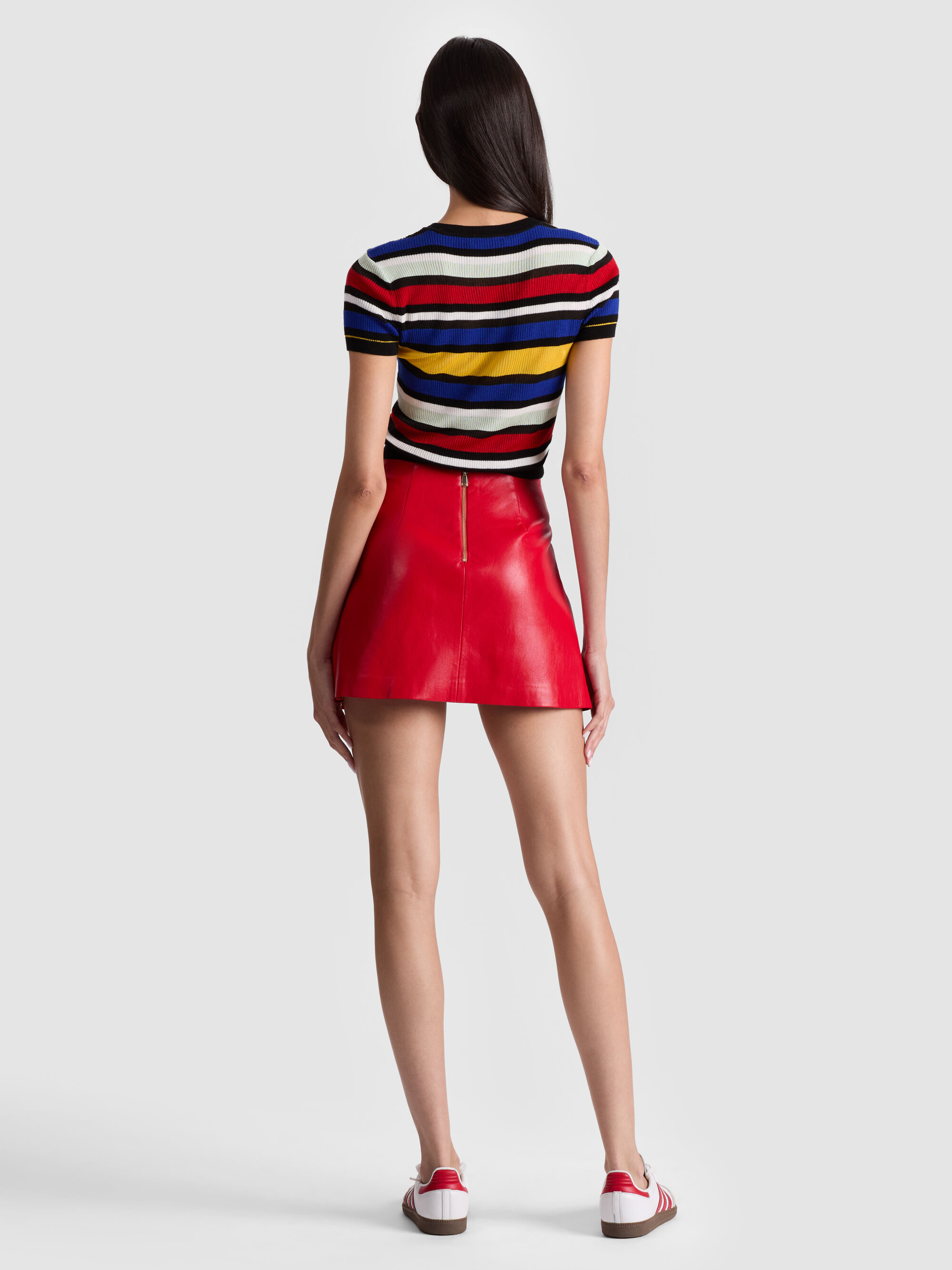 TONI VEGAN MINI SKIRT in PERFECT RUBY | ALICE + OLIVIA