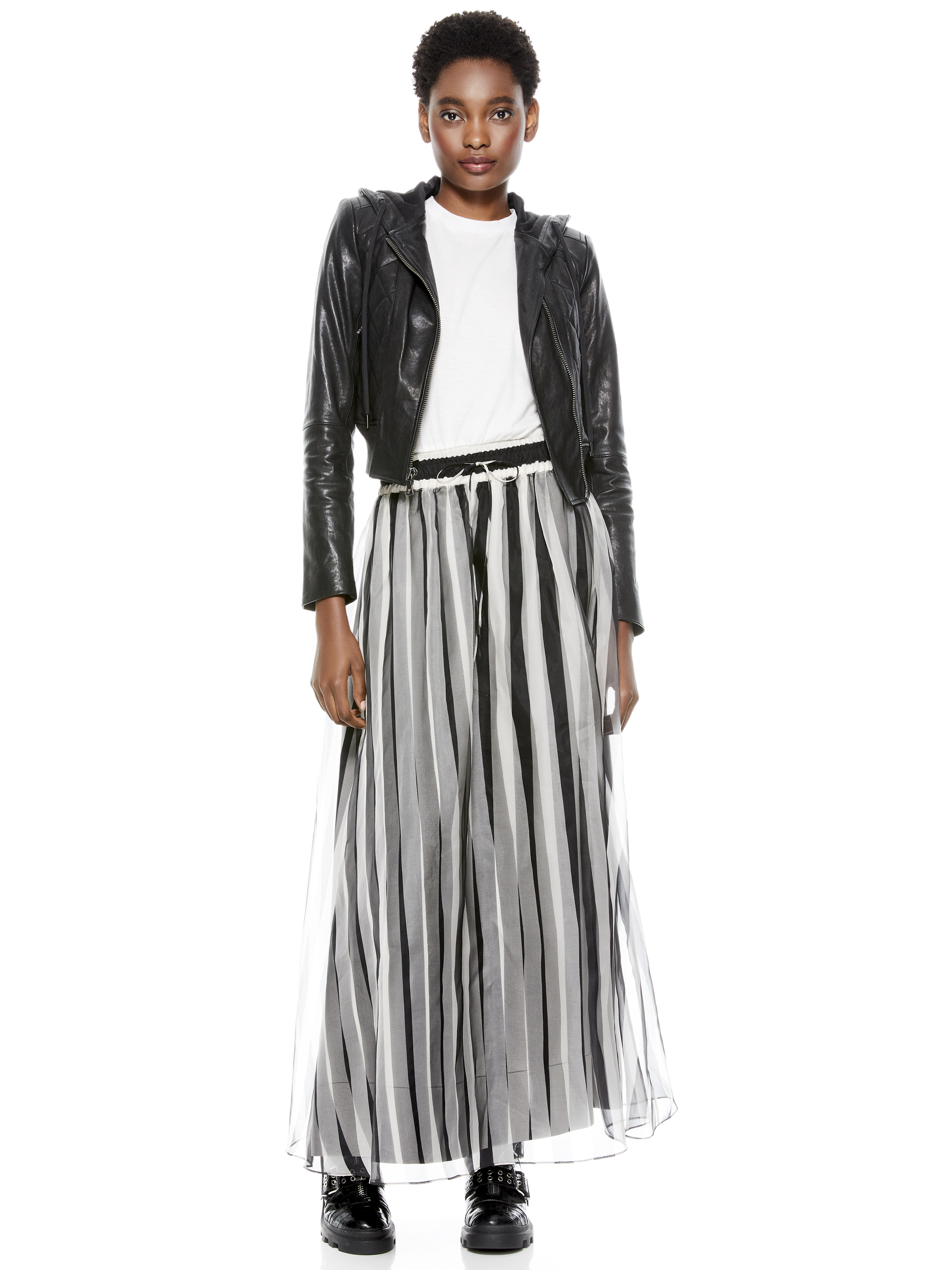 Dixie Stripe Maxi Skirt In Empire Stripe Black | Alice + Olivia