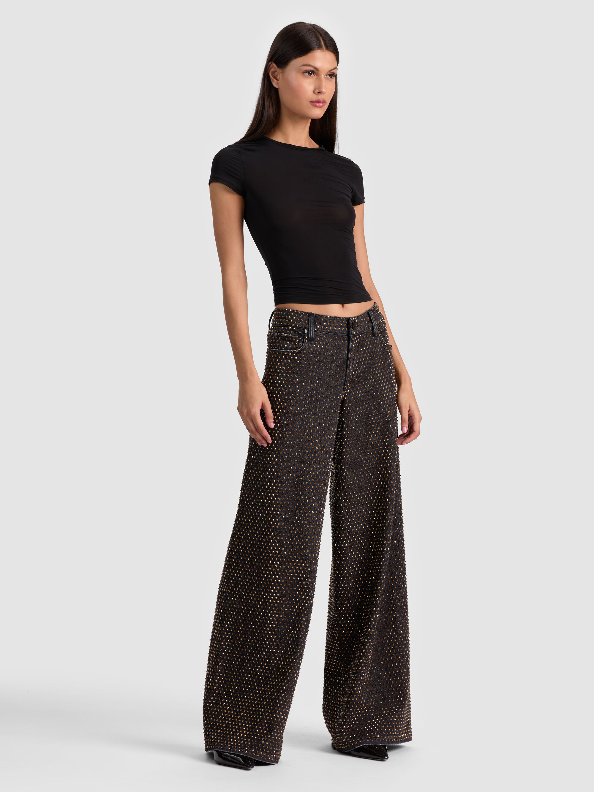 AMAZING EMBELLISHED JEAN in MAYA CHARCOAL BLACK | ALICE + OLIVIA